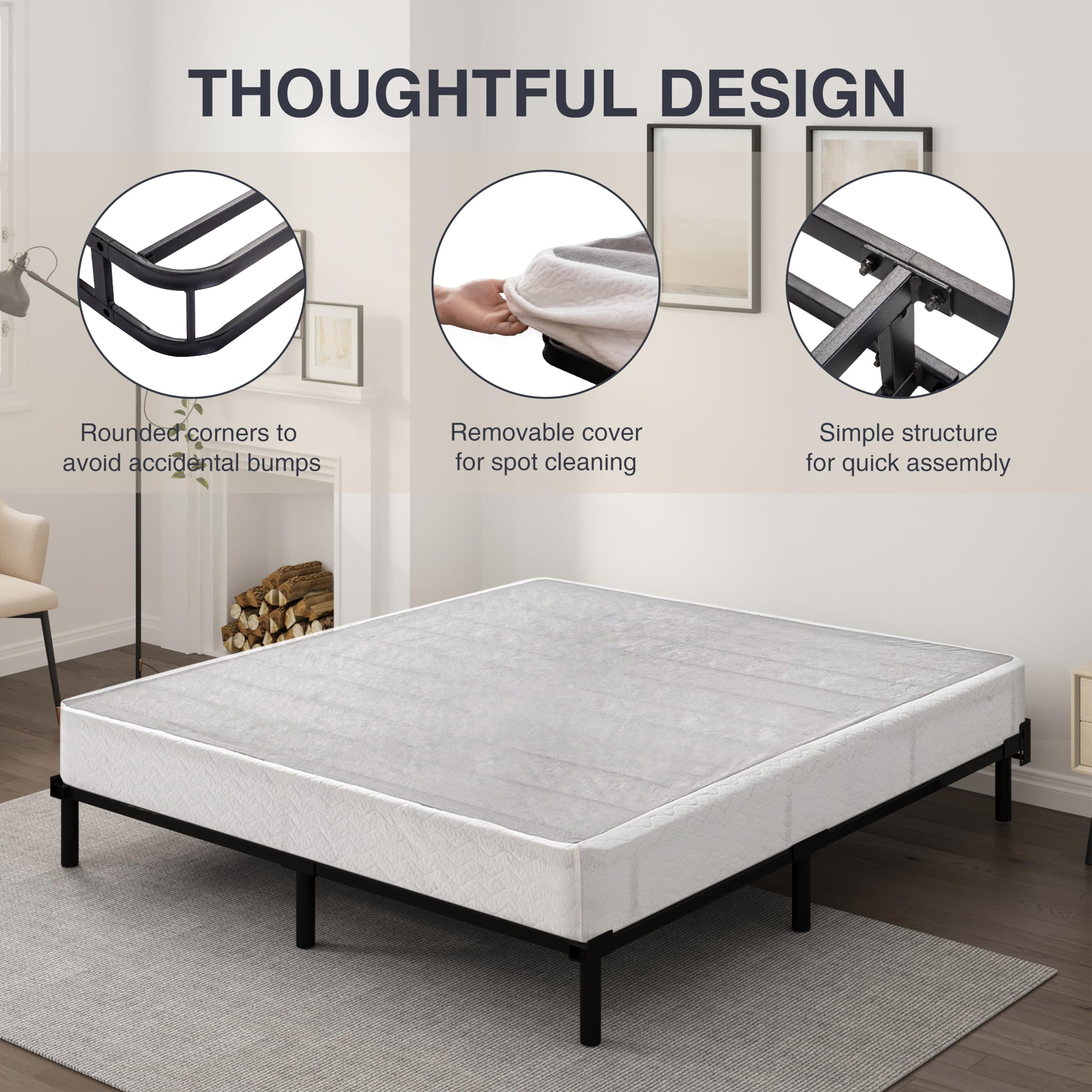 Snapklik.com : Dyonery 7.5 Inch Queen Metal Box Spring
