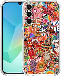 Amazon.com: Nsyosio Retro Hippie Groovy Case for Samsung Galaxy A16,Aesthetic Trippy Elements ...