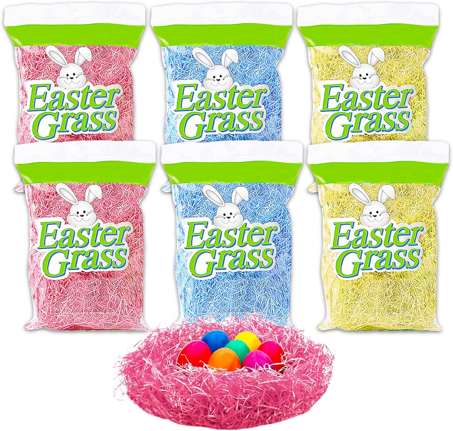 Amazon.com: Easter Grass Bulk 6 Pack - 9 Oz Assorted Easter Raffia ...