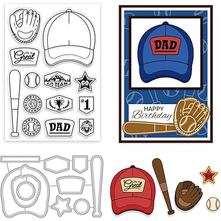 Amazon.com: BENECREAT 2Pcs Baseball Theme Cutting Dies Stencil ...
