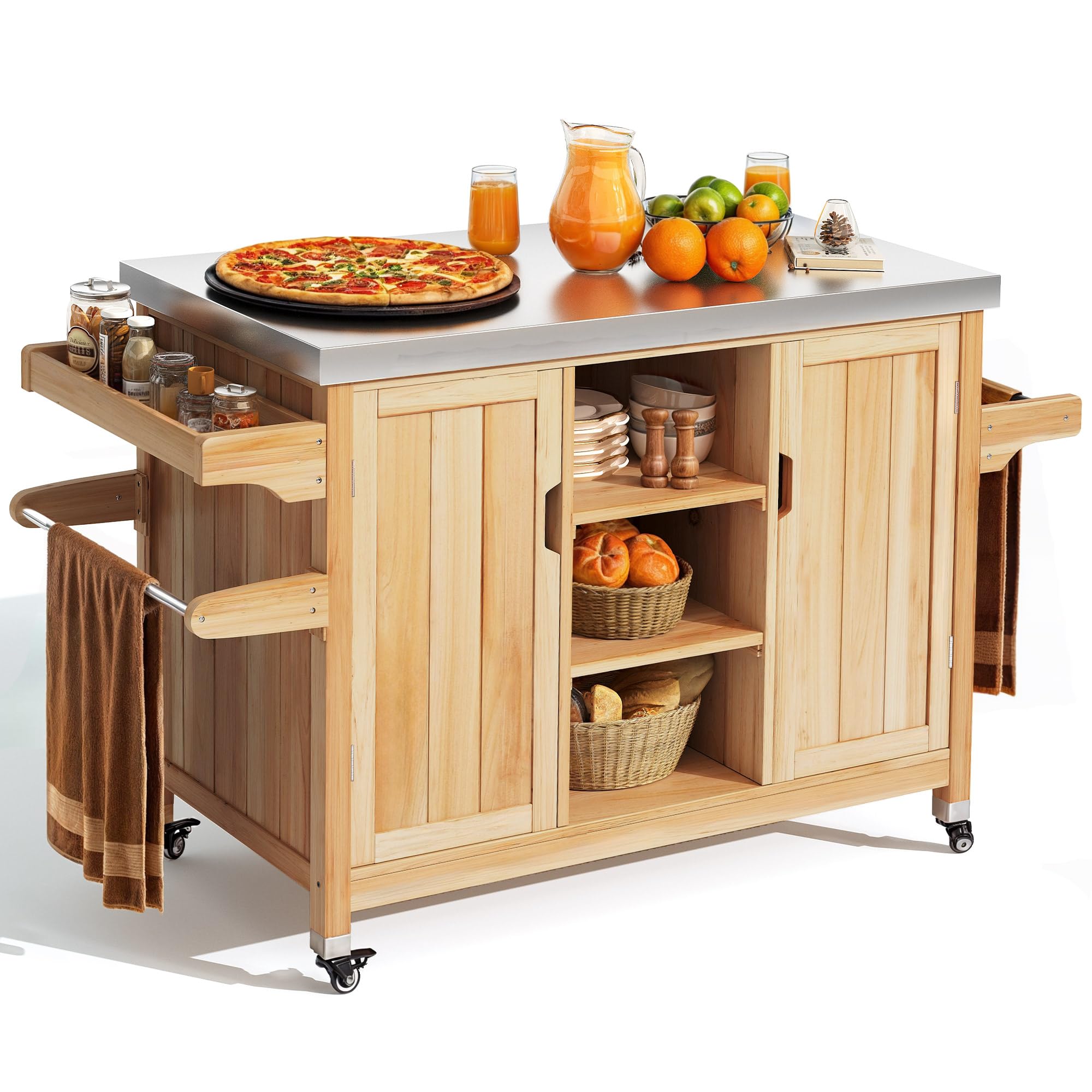Amazon.com: YITAHOME Solid Wood Patio Bar Table, XL Outdoor Storage ...
