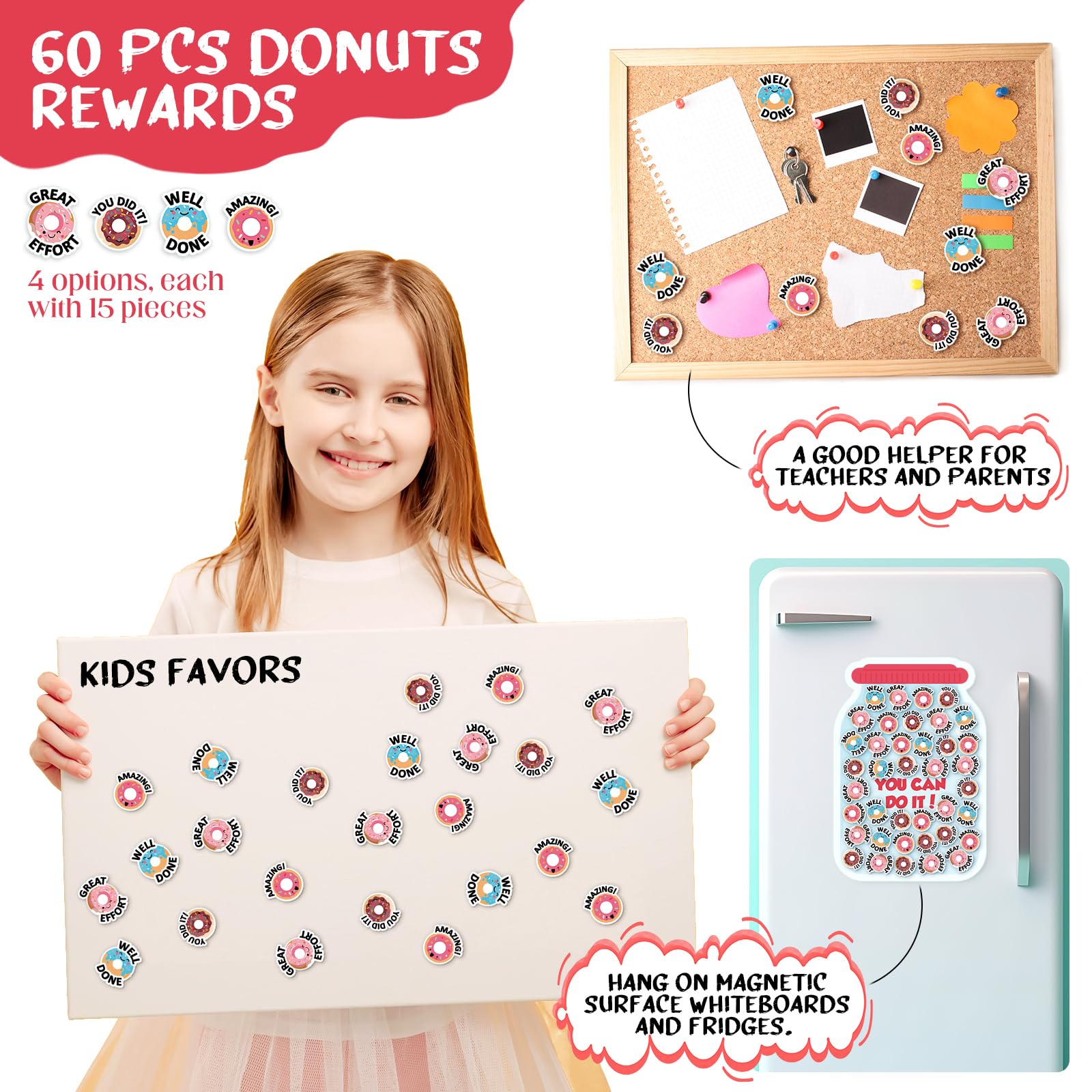 Snapklik.com : 60 Pcs Magnetic Donut Reward Jar Magnetic Positive ...