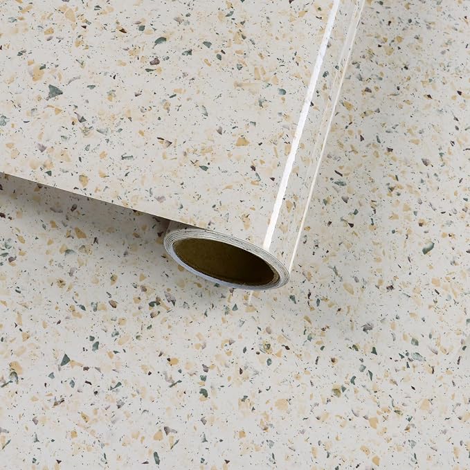 VaryFloral Terrazzo Contact Paper for Countertops Peel and Stick Glossy ...