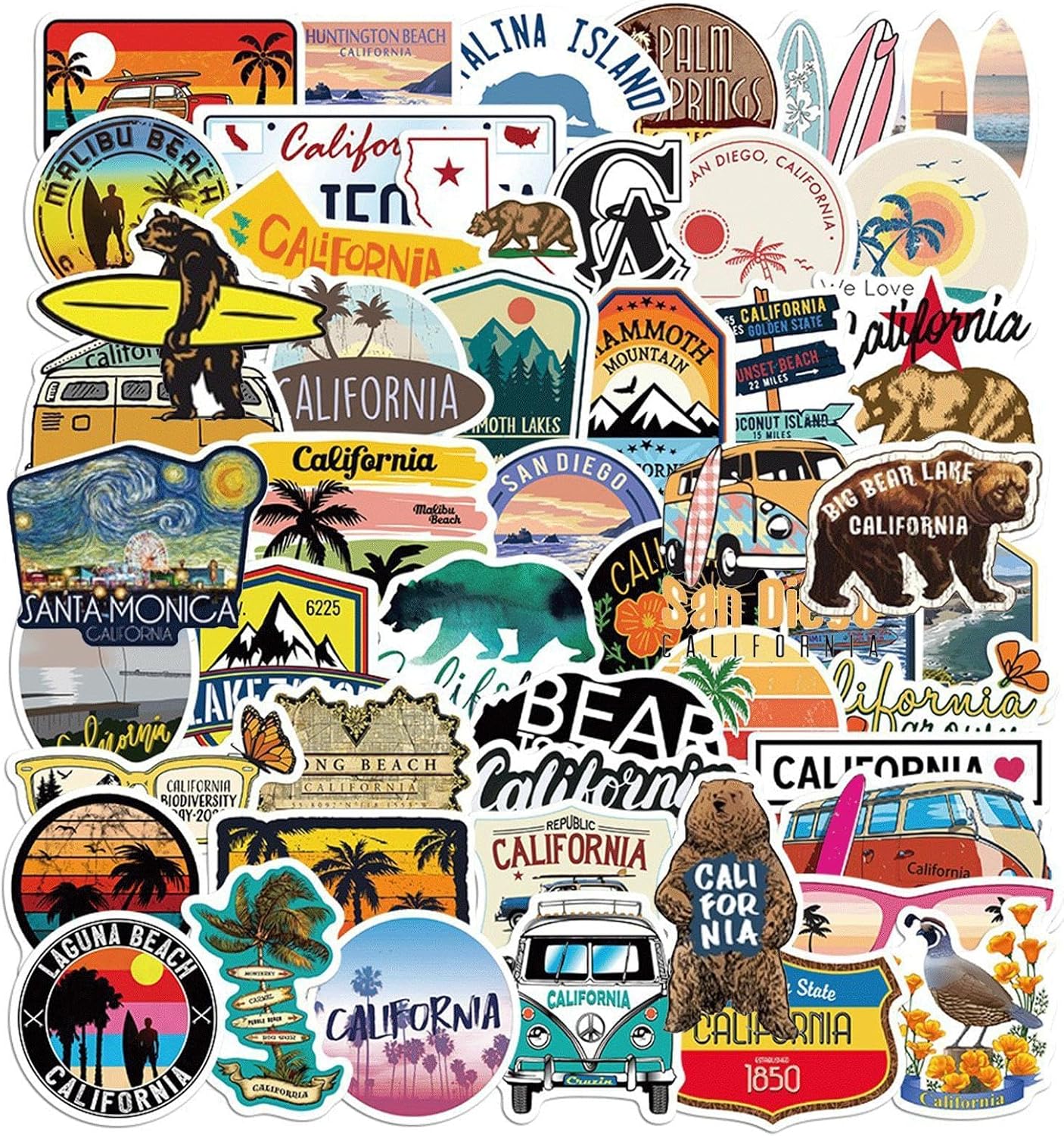 Amazon.com: 100PCS California Aesthetic Stickers,Cool Travel Stickers ...