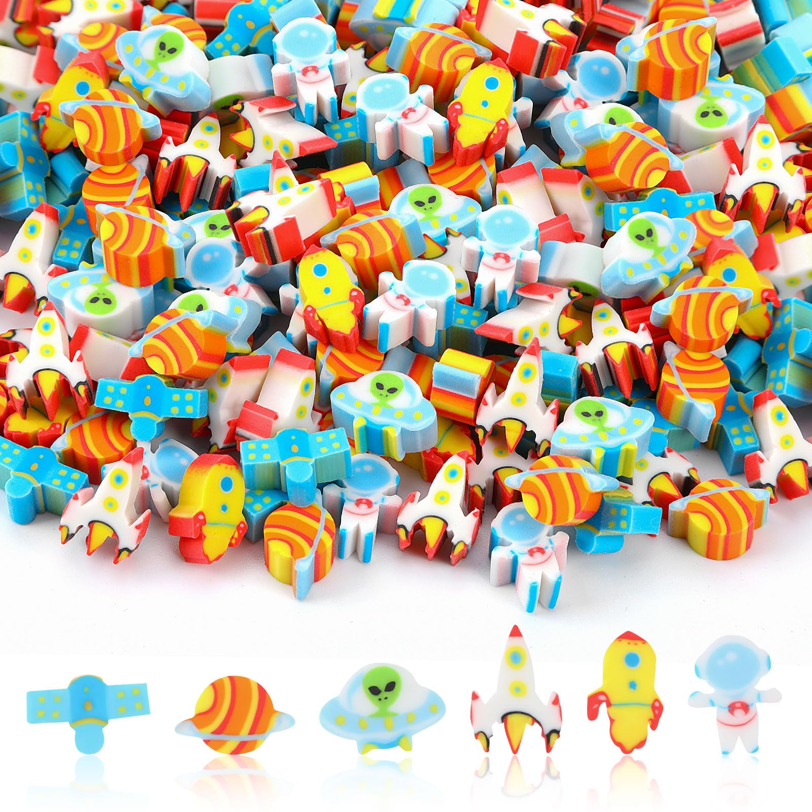 Amazon.com: JUNEBRUSHS Space Mini Erasers, 150Pcs Mini Erasers for Kids ...