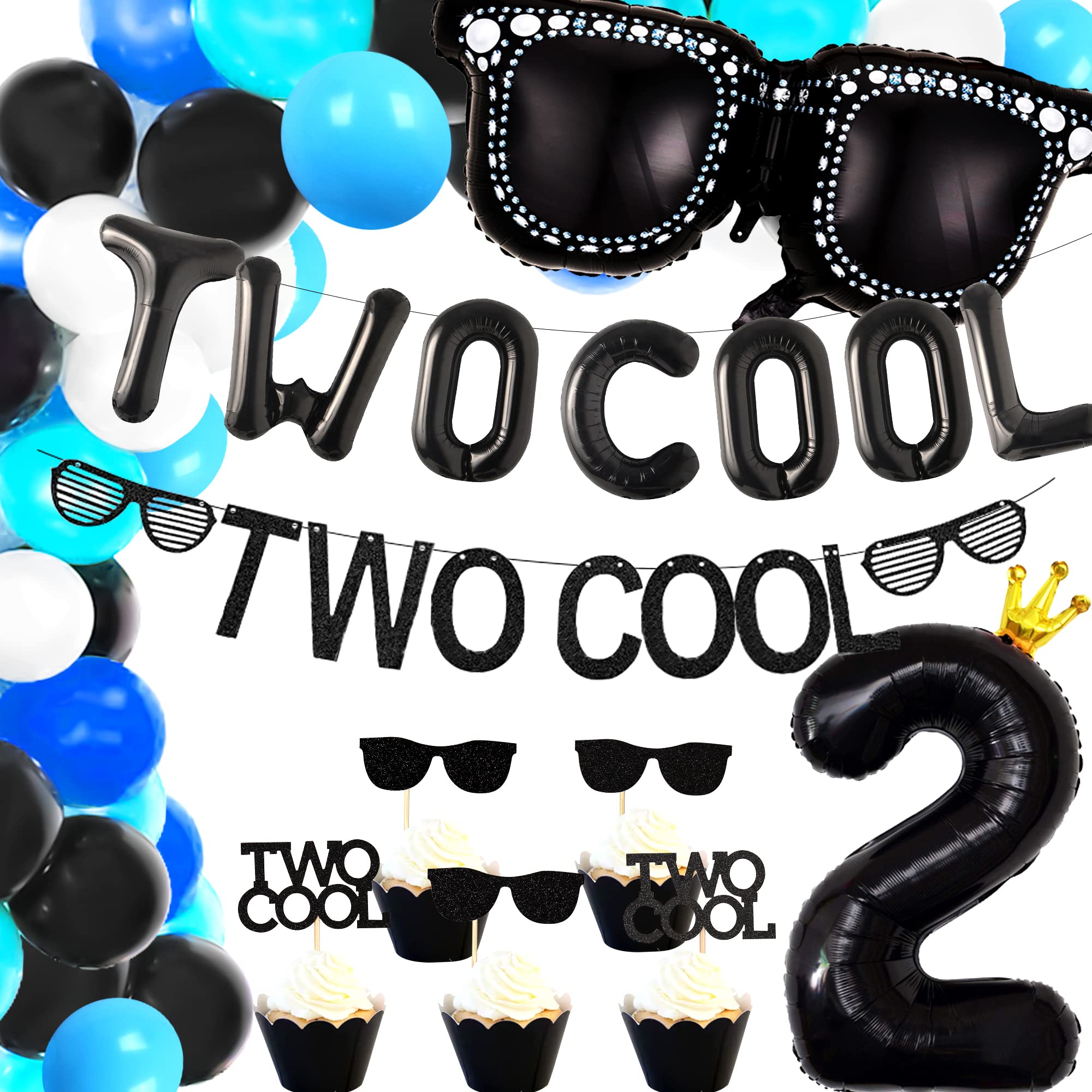 Amazon.com: LaVenty 55 PCS Two Cool Birthday Decoration Boy Two Cool ...
