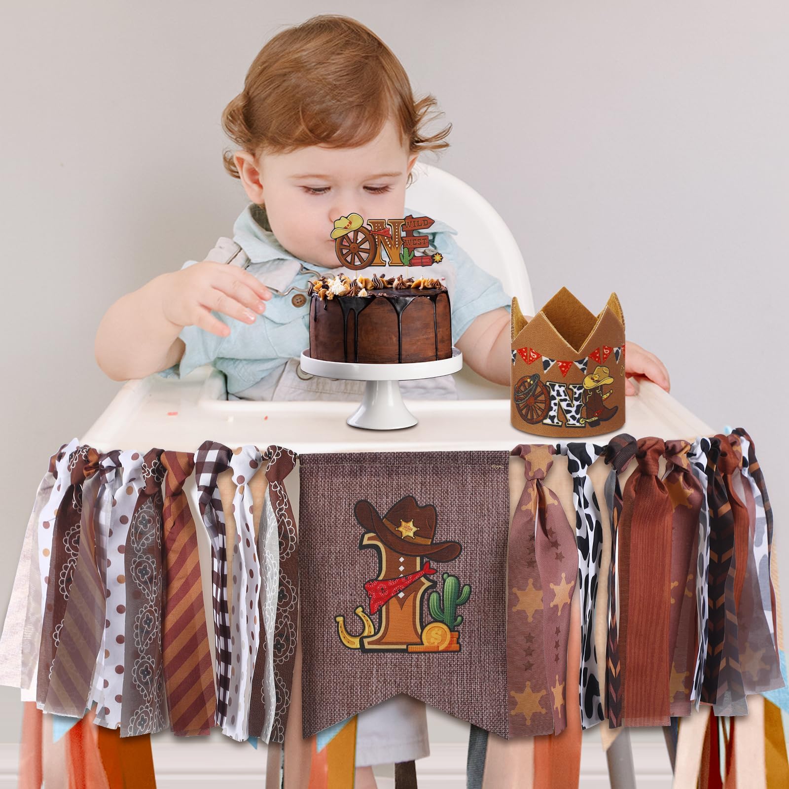 Amazon.com: Cowboy 1st Birthday High Chair Banner - My First Rodeo ...