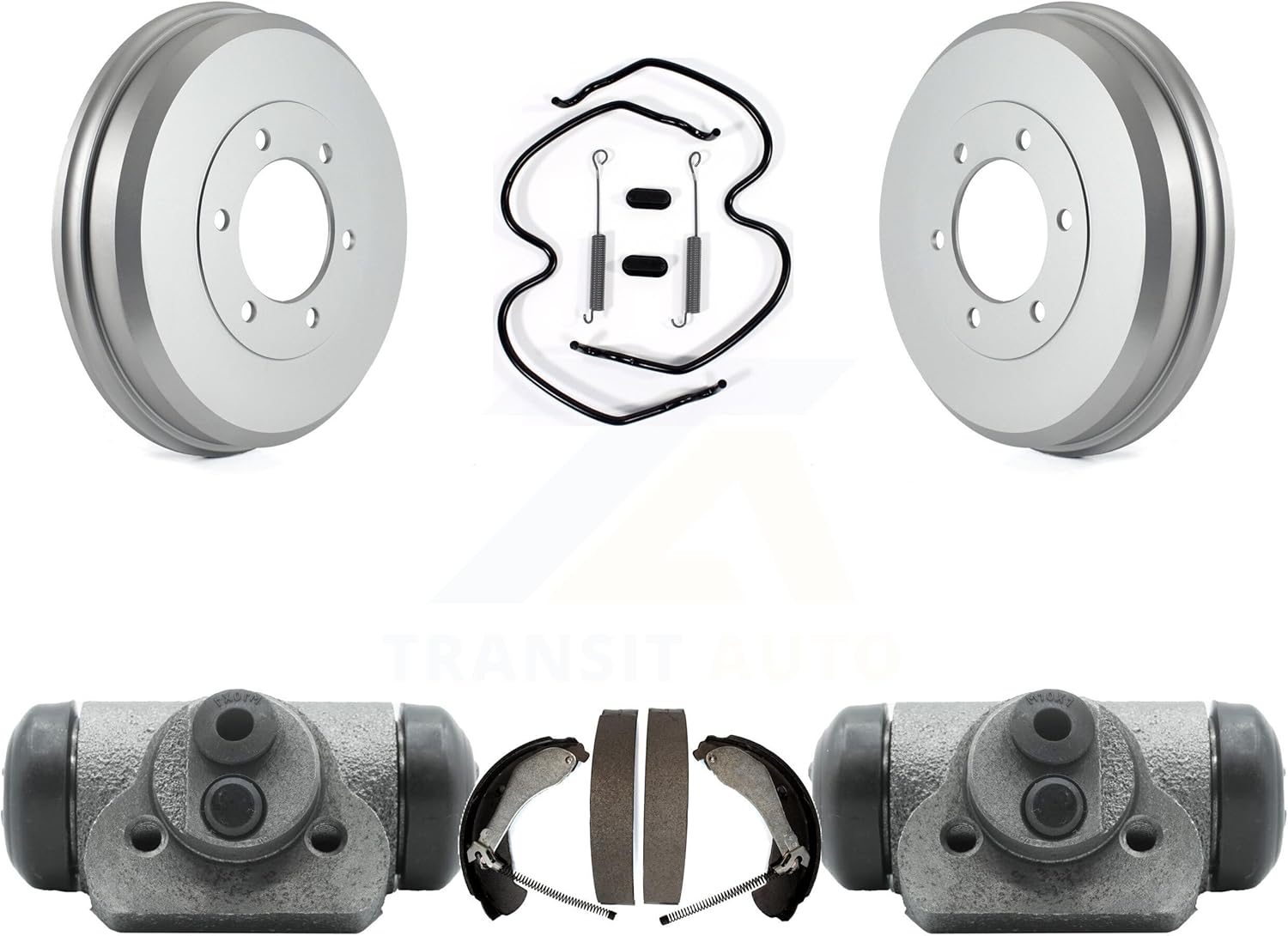 Amazon.com: Transit Auto Rear Coated Brake Drum Shoes Spring And Cylinders Kit Replacement For ...