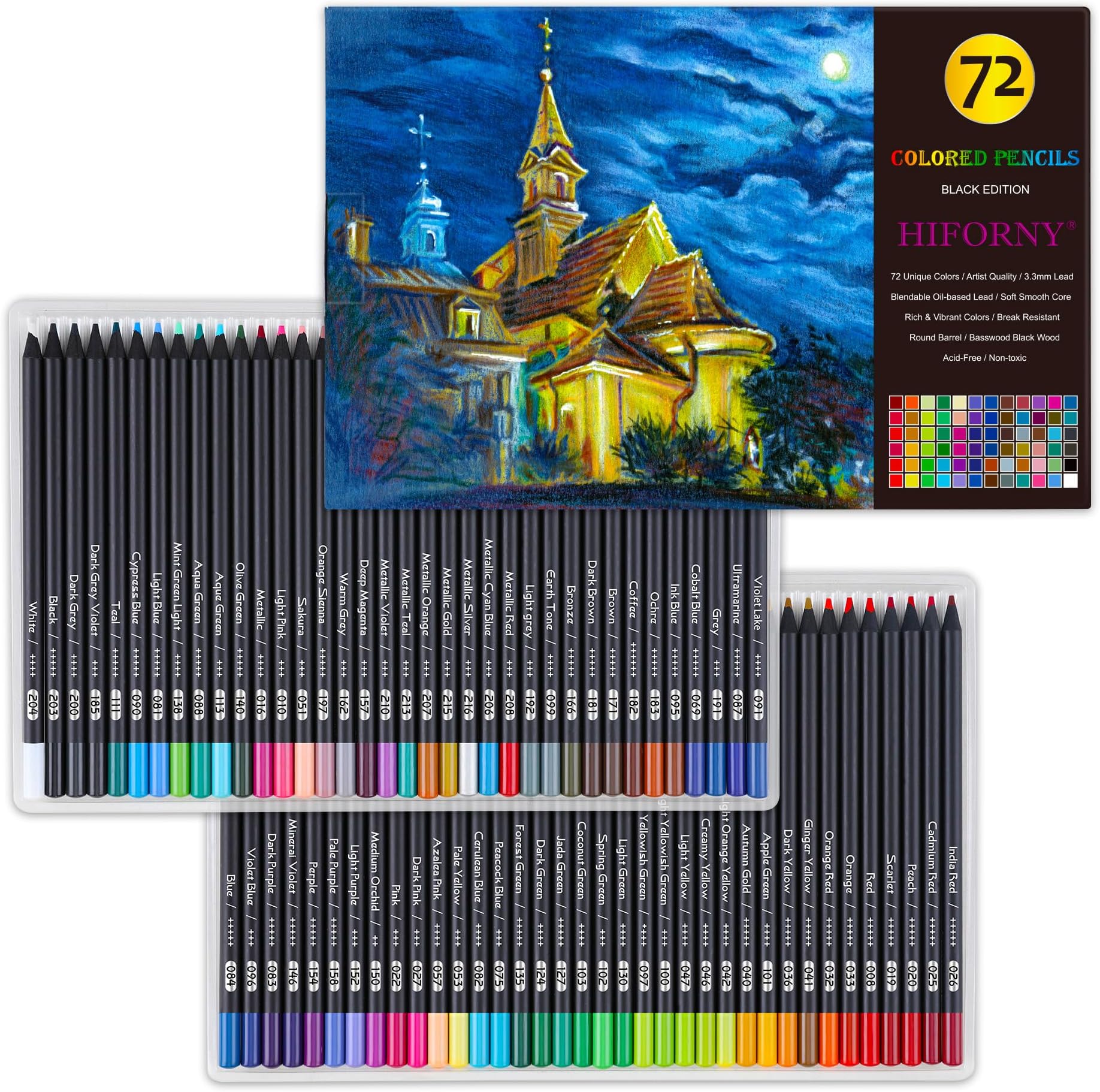 Amazon.com : Black Widow 24 Colored Pencils Set - Soft Wax Core for ...