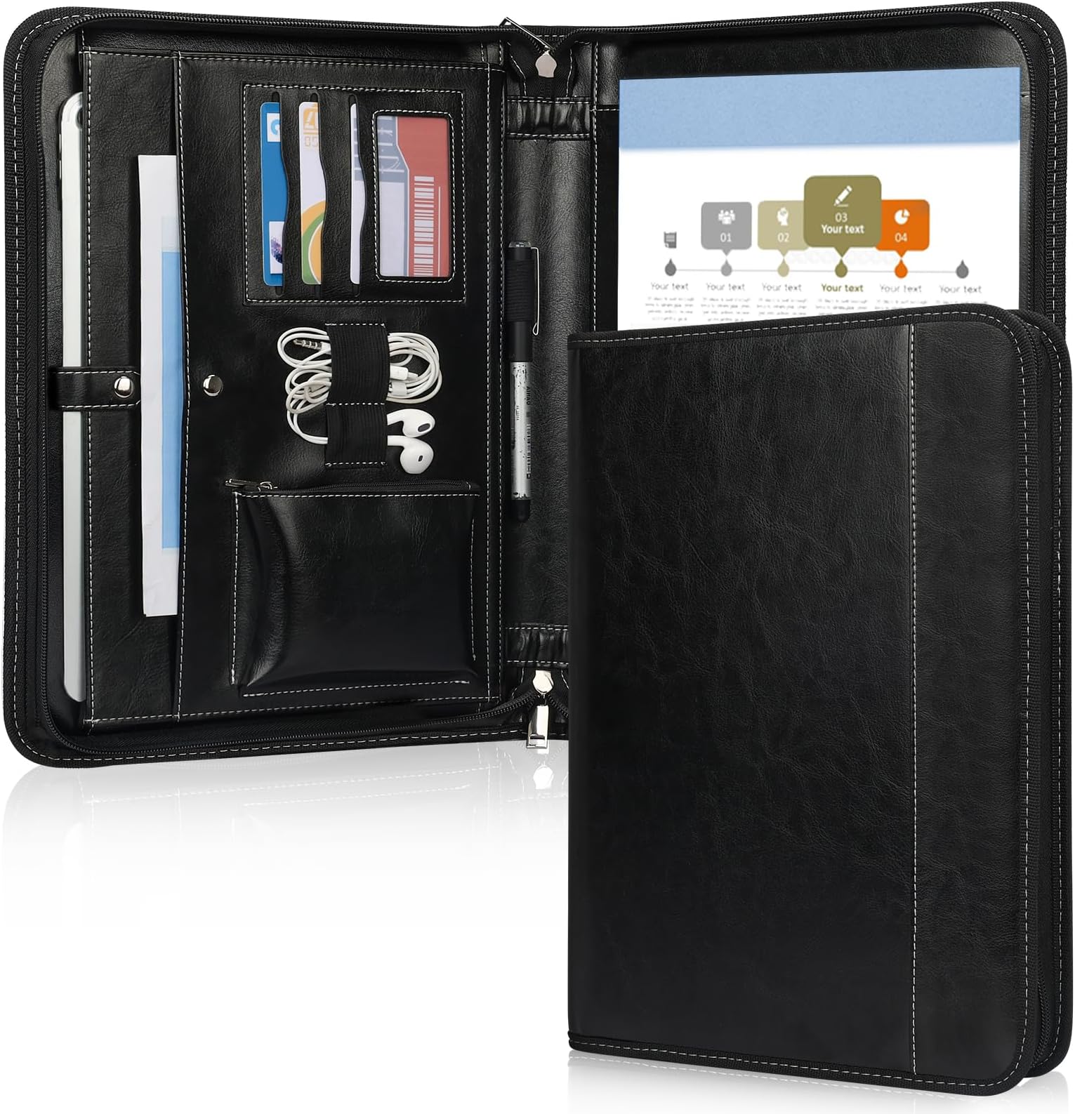 Amazon.com : During Zipper Padfolio Portfolio Organizer,Faux Leather ...