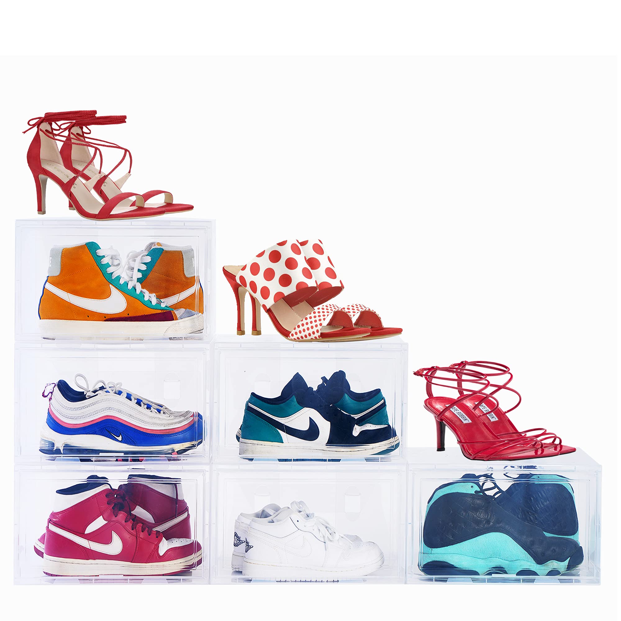 Buy Shoe Organizer Storage Stackable Box - Clear Plastic , Sideways ...