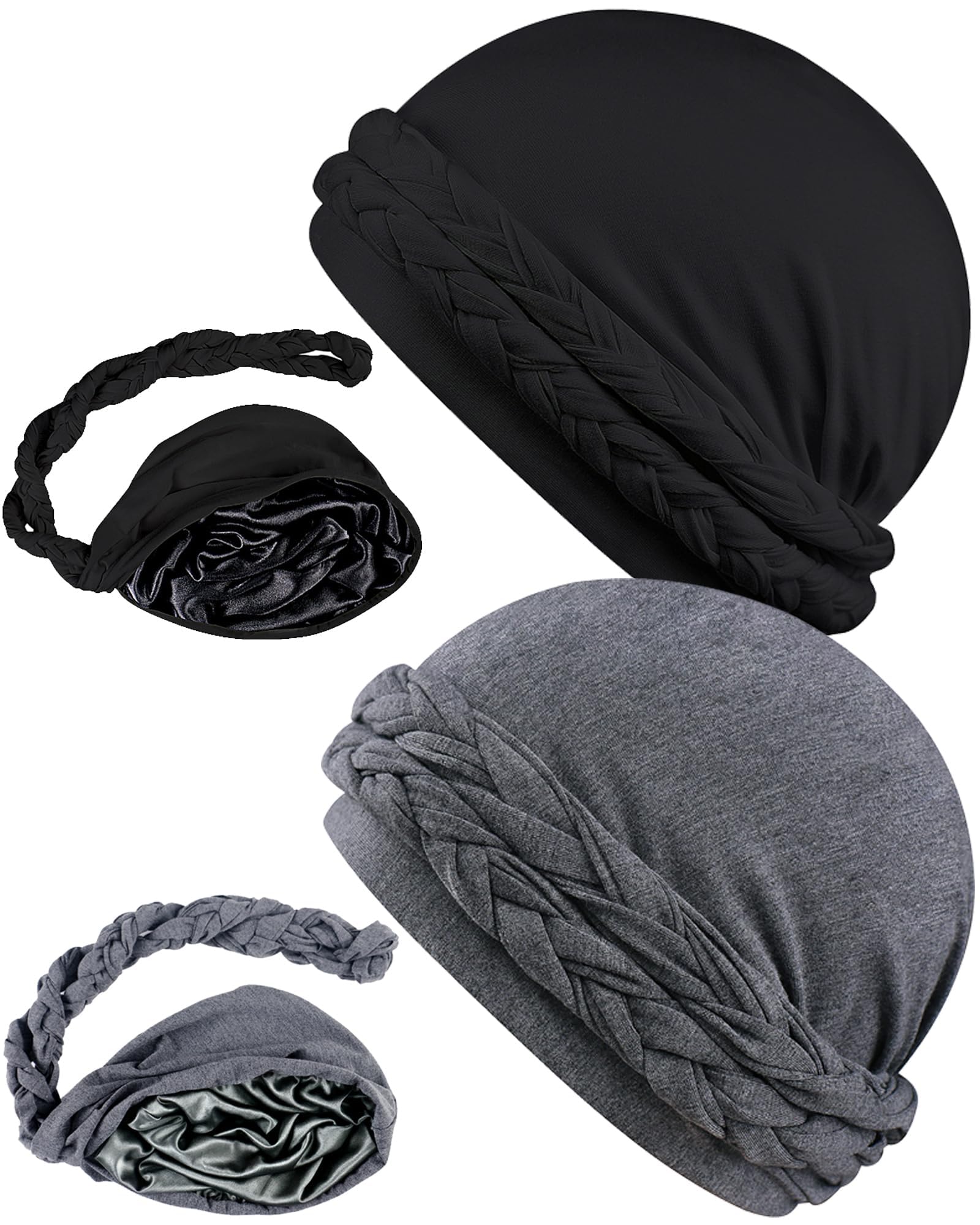 Amazon.com: Babalet Halo Turban for Men Women Satin Lined Durag Skull ...