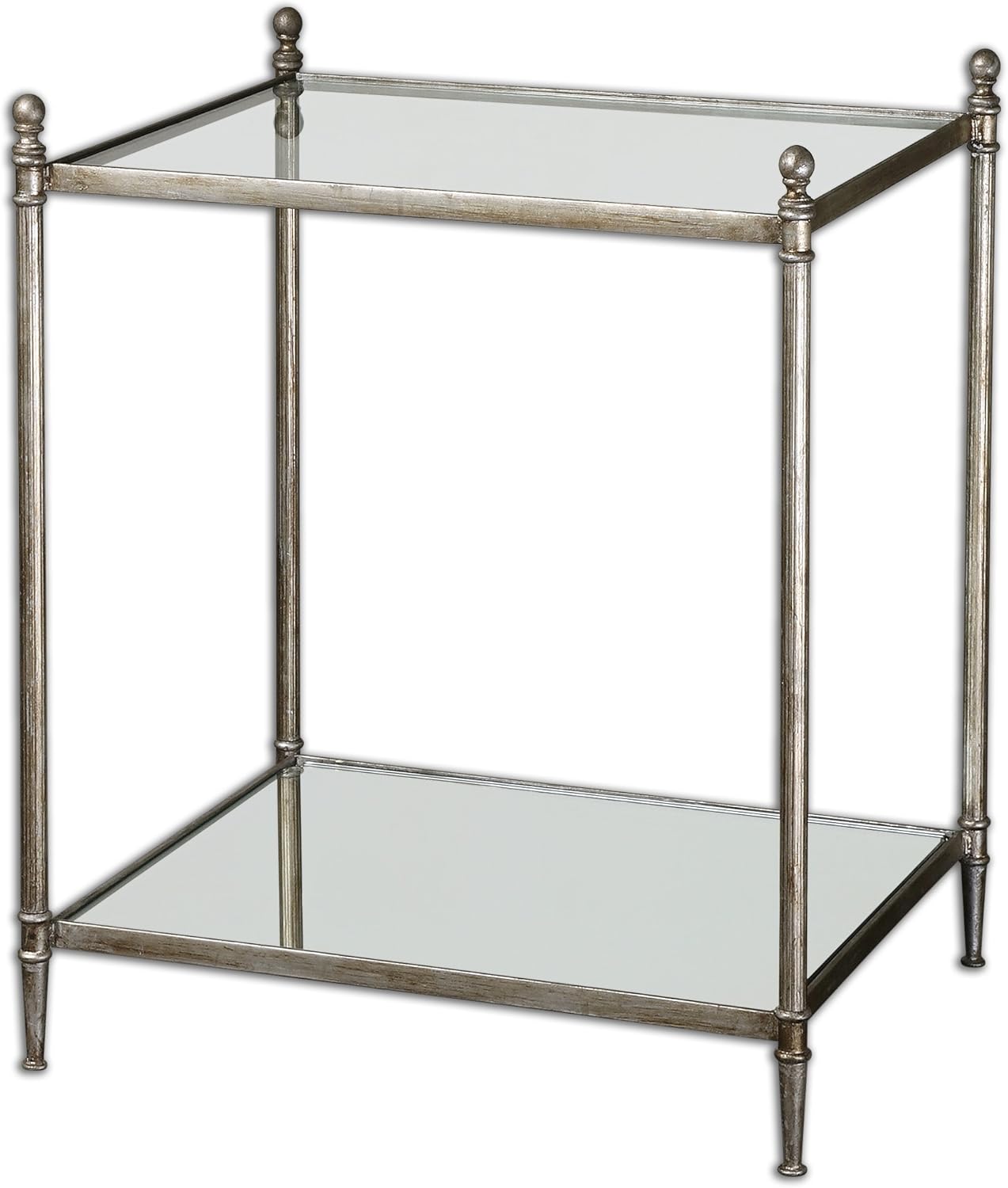 Amazon.com: Diva At Home 27" Farina Antiqued Silver Leaf Metal, Glass ...
