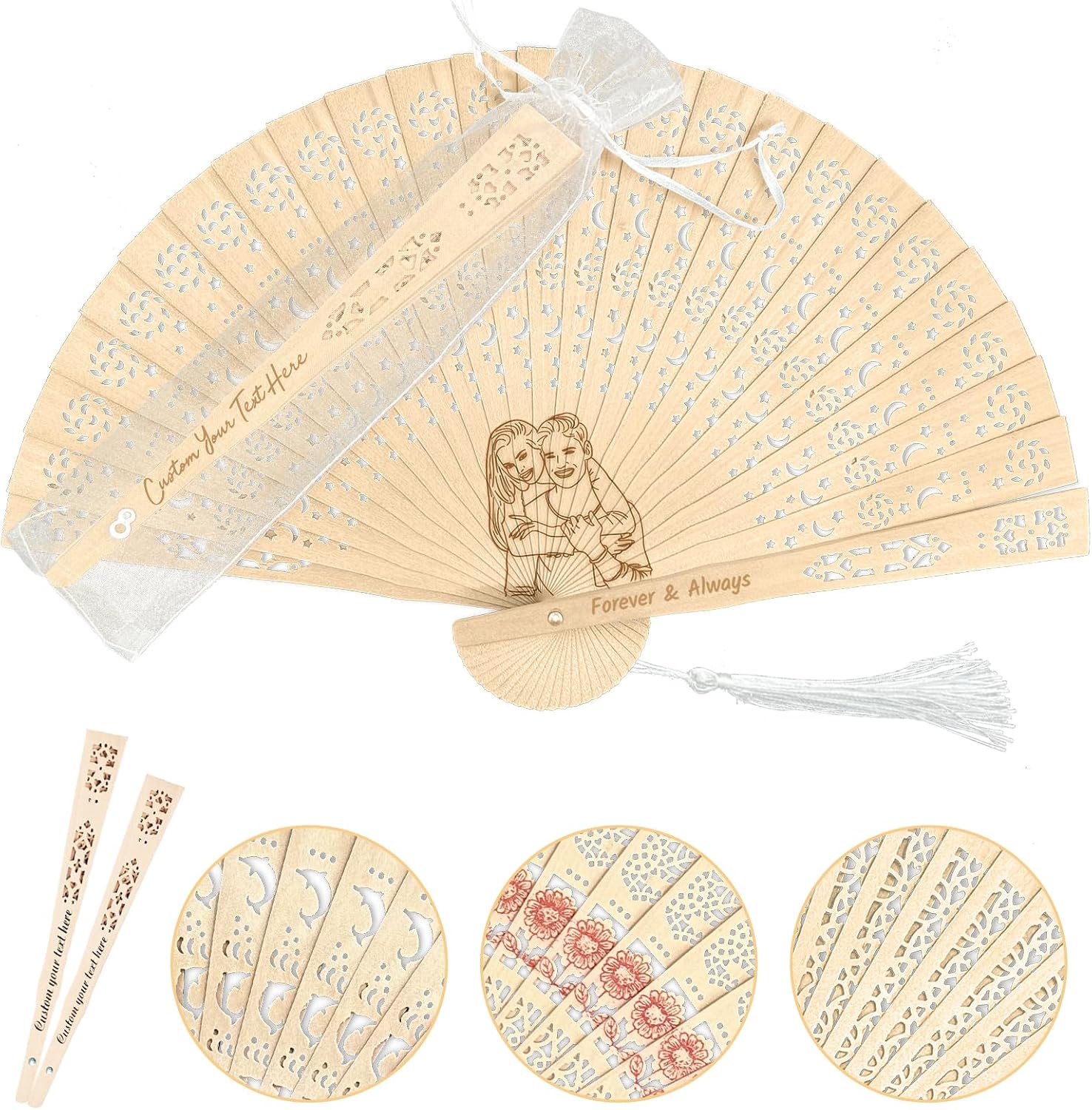 Amazon.com: Skartam Personalized Hand Fans Custom Wooden Wedding Fans ...