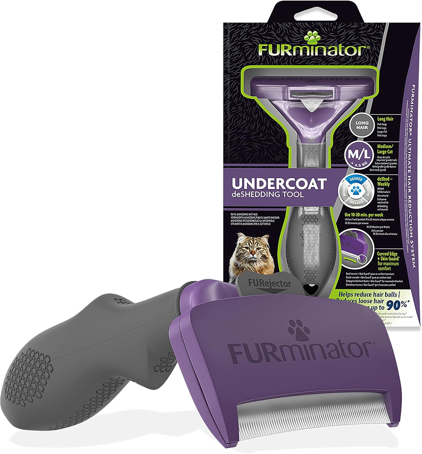 FURminator Undercoat deShedding Tool for Medium/Large Long Hair Cats ...