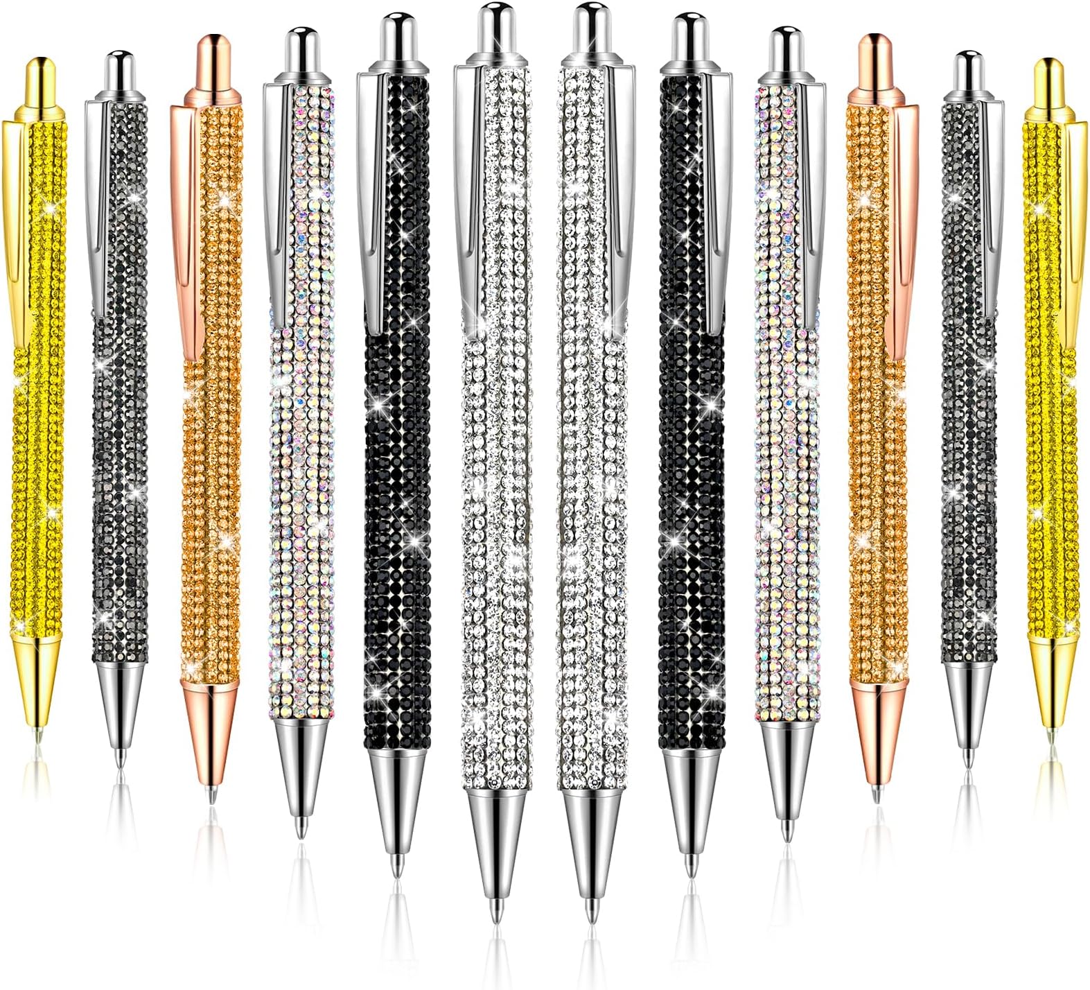 Amazon.com : ZSMKJIAYE 12Pcs Rhinestone Metal Ballpoint Pens Bling Pens ...
