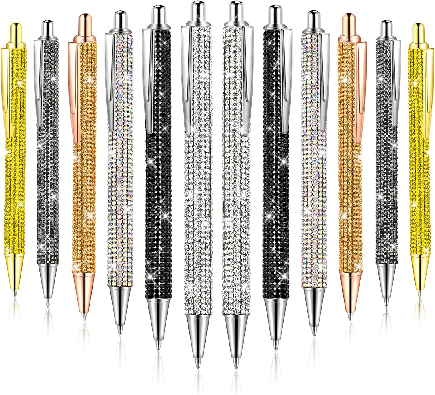Amazon.com : ZSMKJIAYE 12Pcs Rhinestone Metal Ballpoint Pens Bling Pens ...
