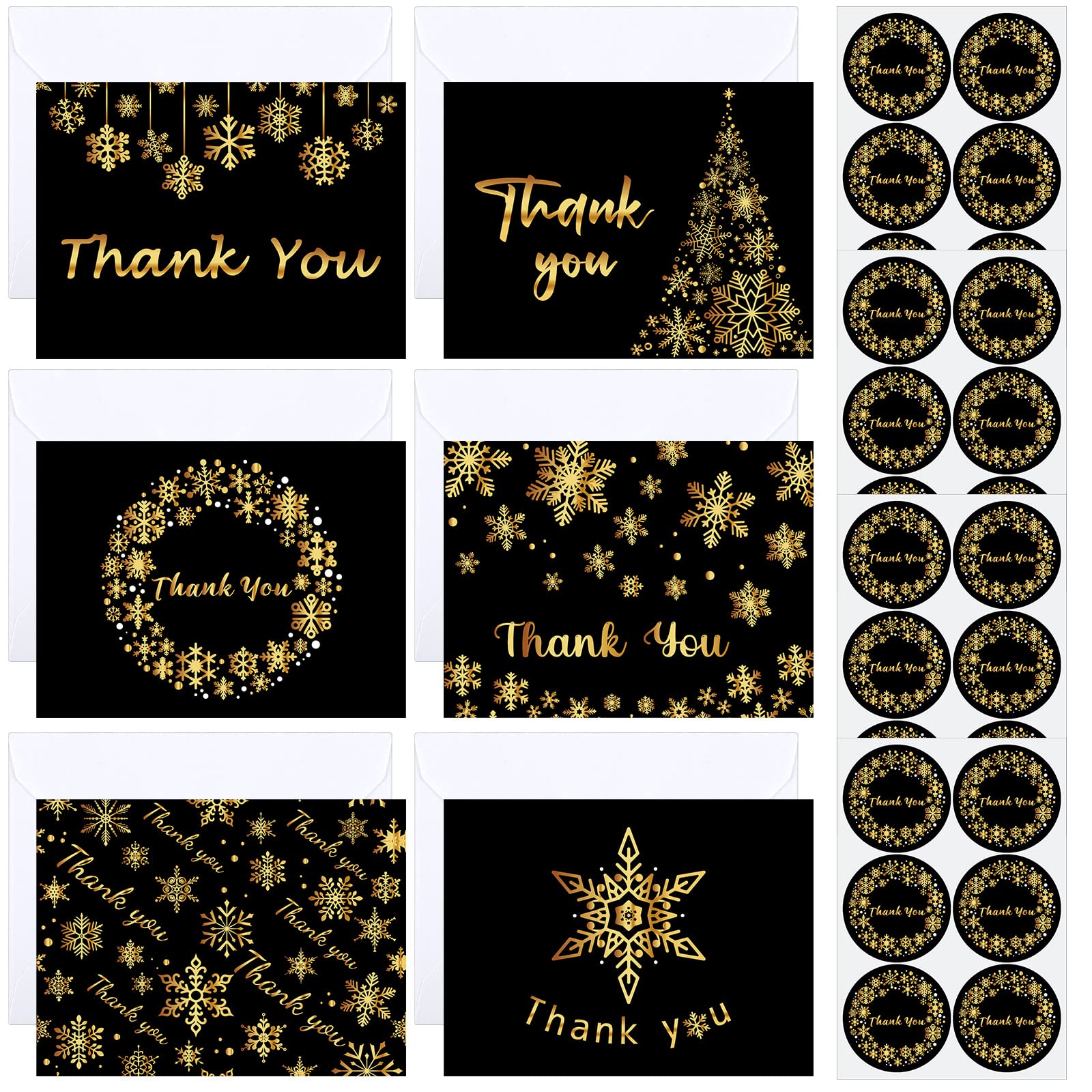 Amazon.com : 24 Set Christmas Thank You Cards with Envelopes Stickers 6 ...