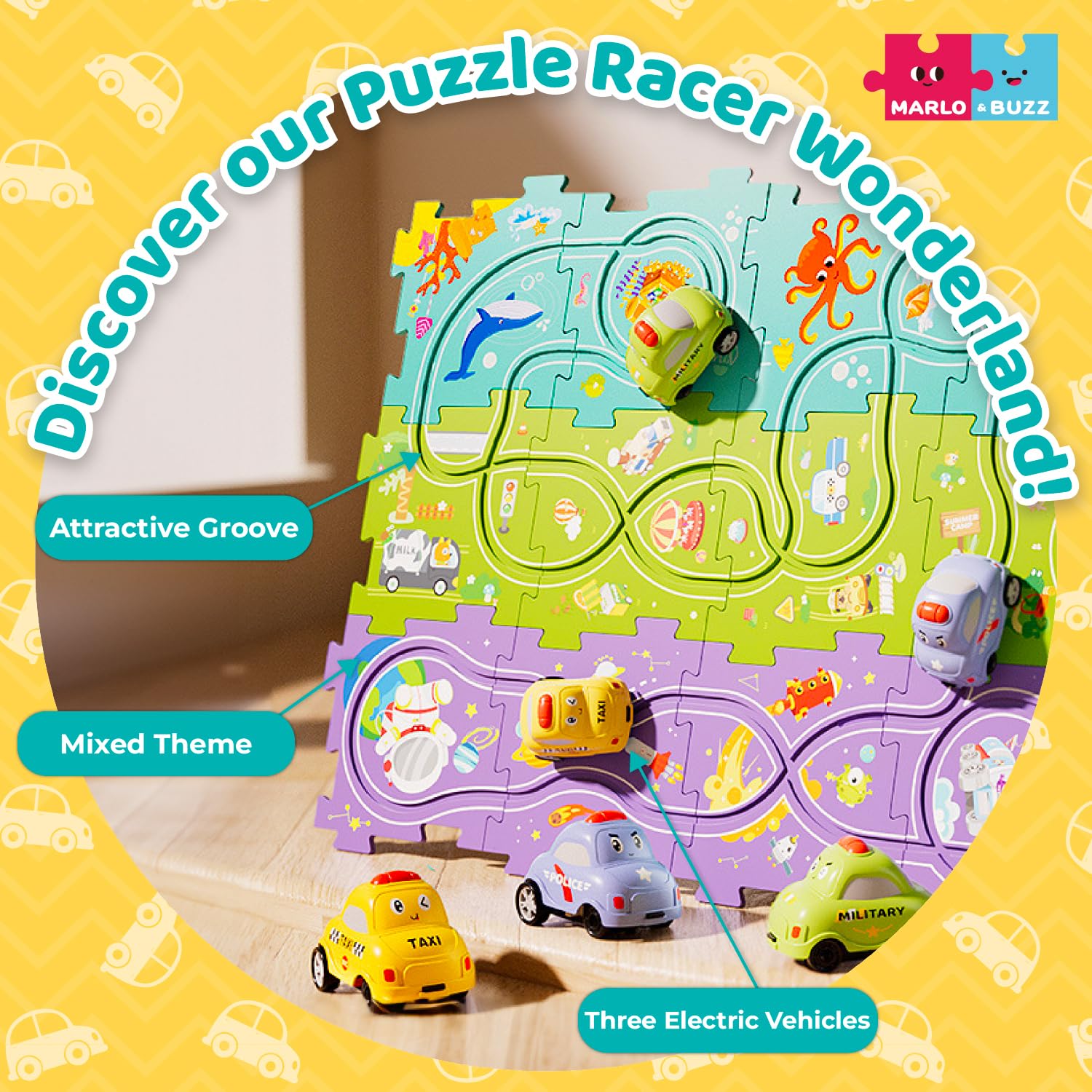 Snapklik.com : Marlo & Buzz Puzzle Racer Kids Car Track Play Set ...