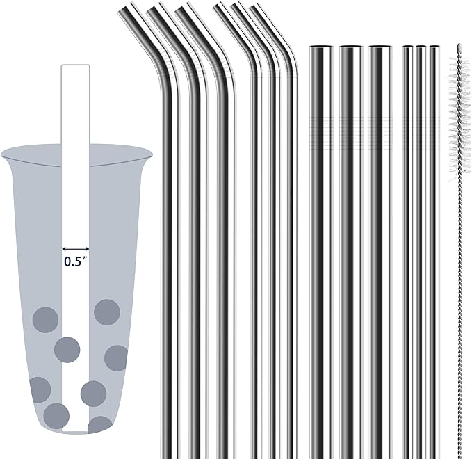 Amazon.com: Boba Straws Reusable, 12 Pcs Metal Straws Reusable, Straws ...