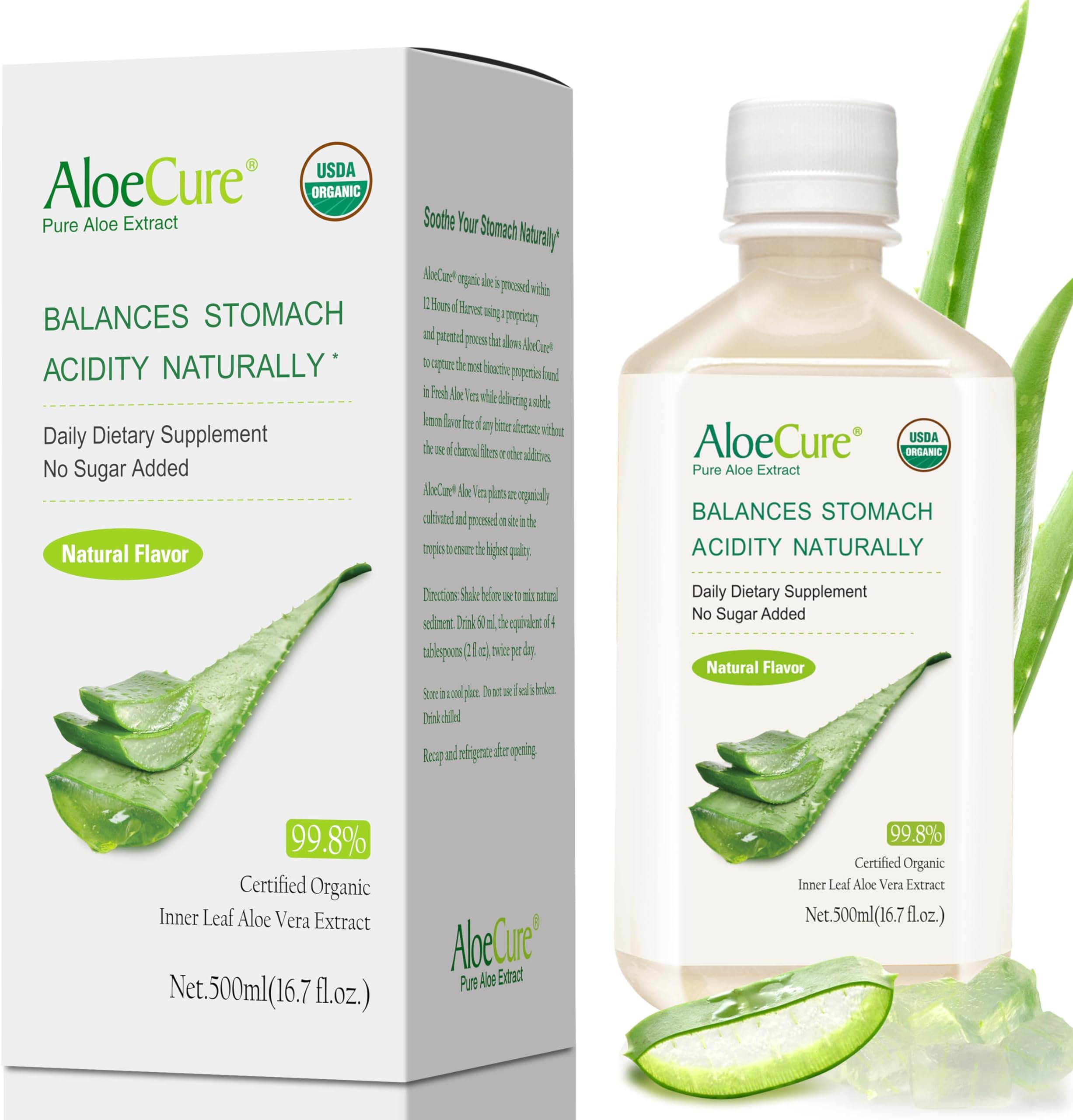 Amazon.com: AloeCure USDA Organic Aloe Vera Juice Made Within 12 Hrs of ...