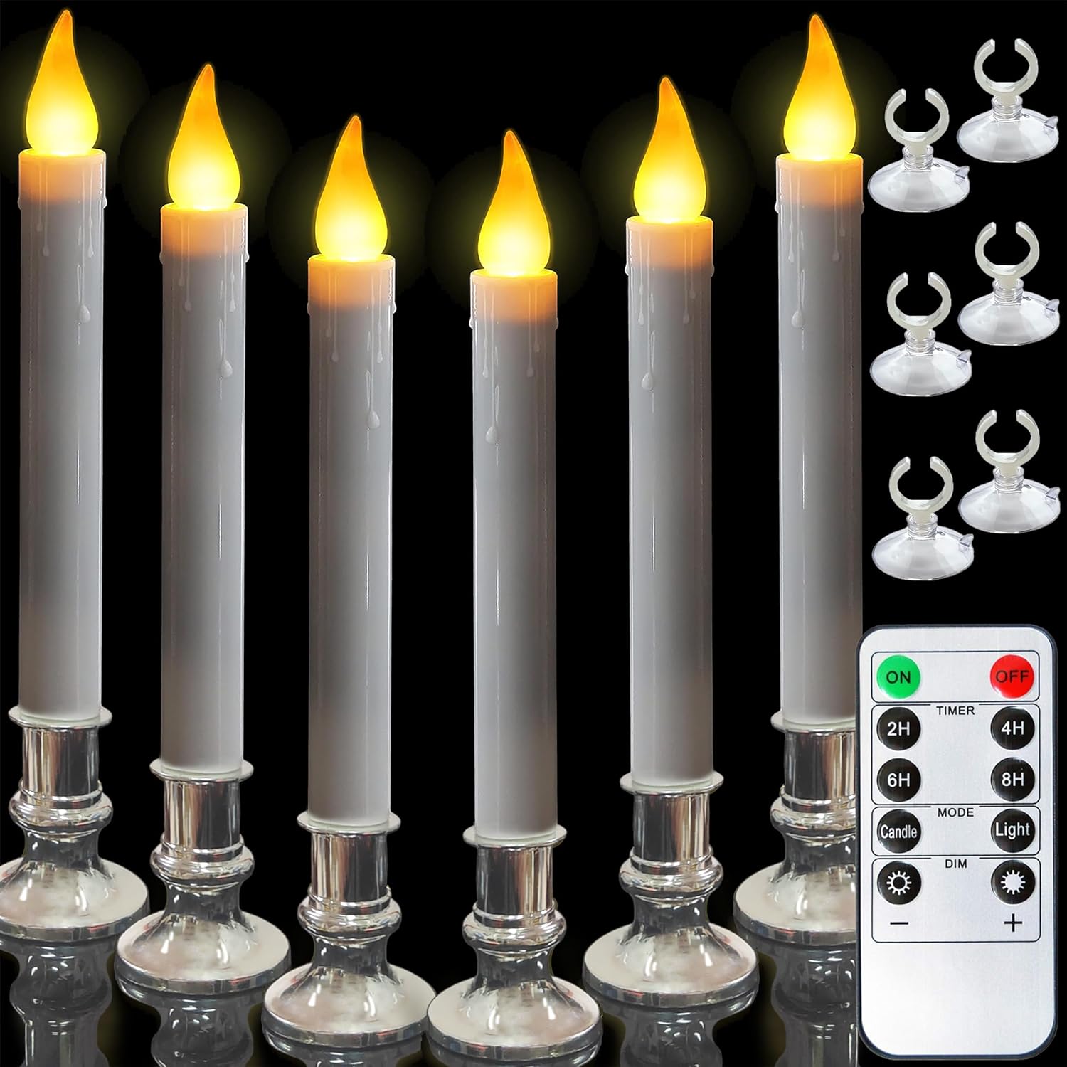 Amazon.com: Christmas Window Candles - 9.3in Flameless Taper Candles ...