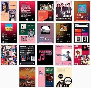 CRISPY CRAFTS 18 PCS Spotify Music Wall Collage Kit, Cultured Wall Art ...