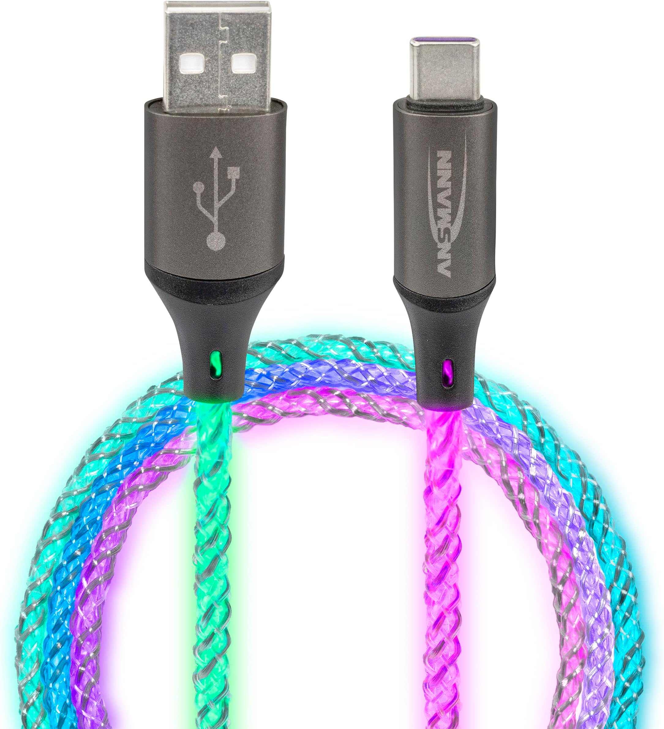 ANSMANN Ladekabel 100 cm USB-A auf USB Typ C mit coolem, pulsierendem ...