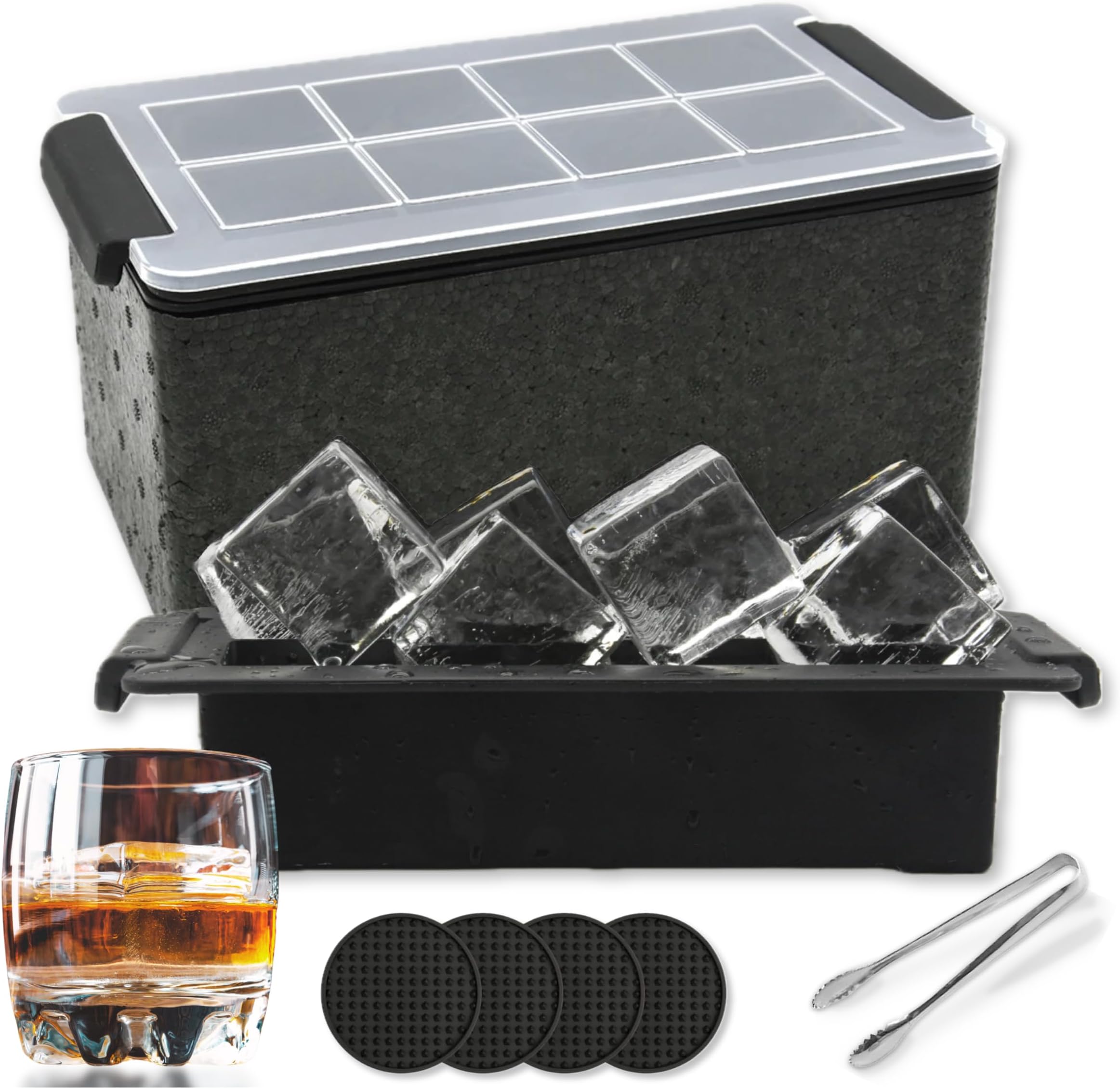 Amazon.com: COOLCREATIONS Clear Ice Cube Maker - 2 in 1 Design for ...