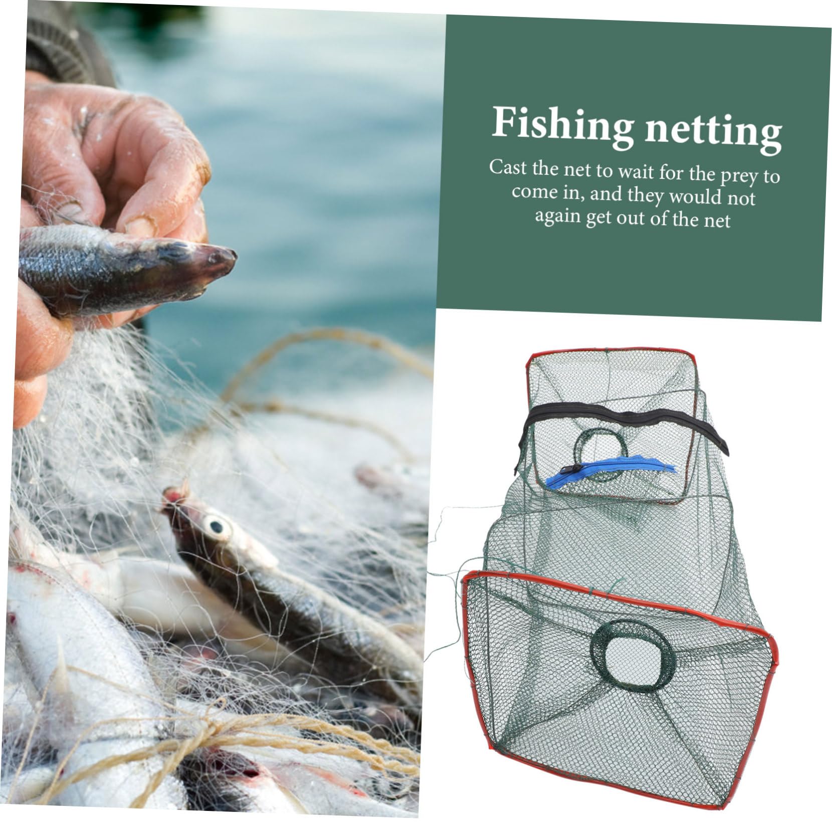 Nylon Folding Bait Fish Nets Anneome 3-Pack Foldable Fishing Nets ...