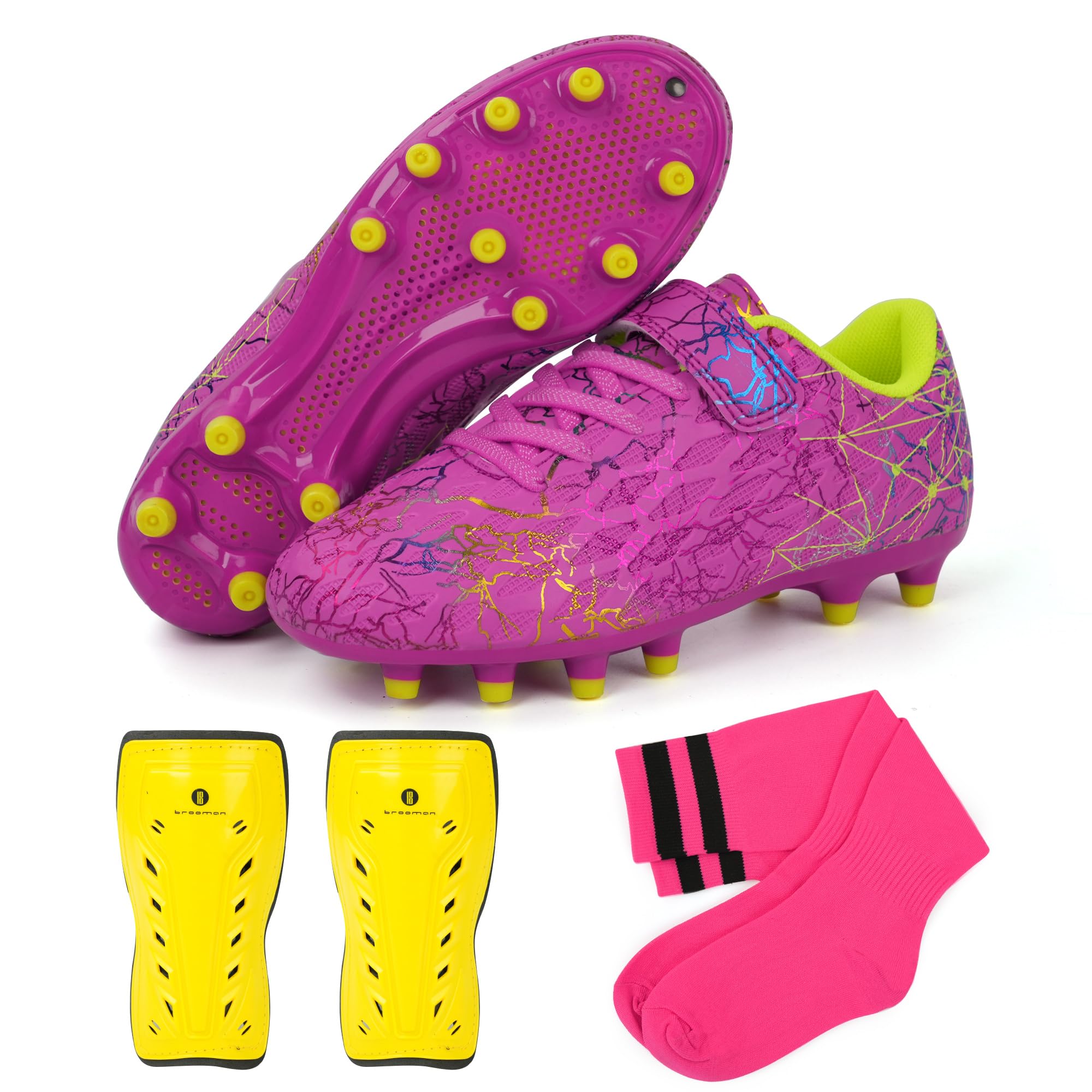 Snapklik.com : Brooman Kids Firm Ground Soccer Cleats Girls Football Cleats