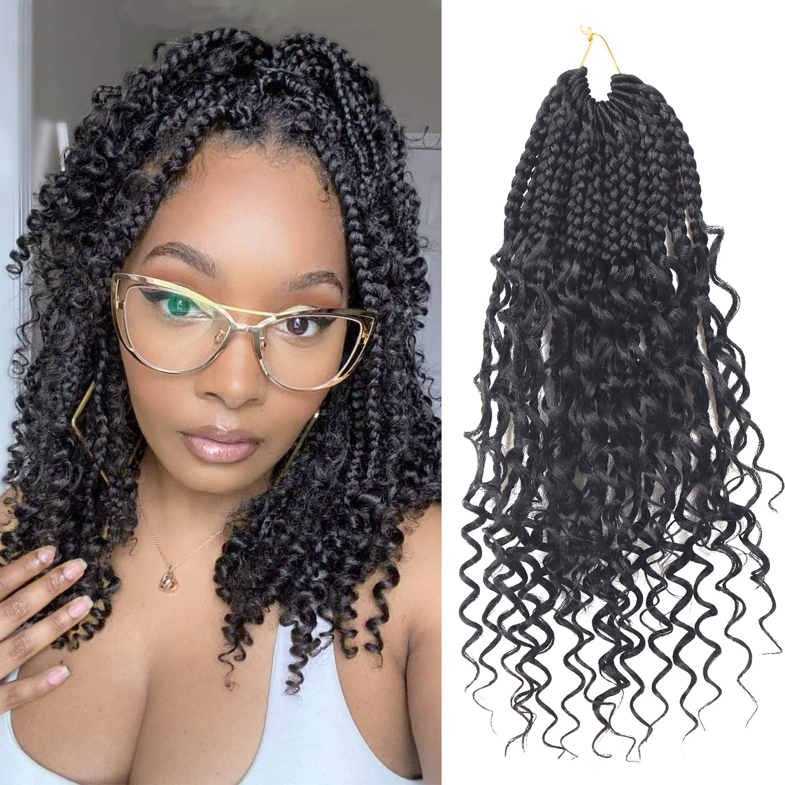 Amazon.com : Goddess Box Braids Crochet Hair With Curly Ends 12 Inch ...
