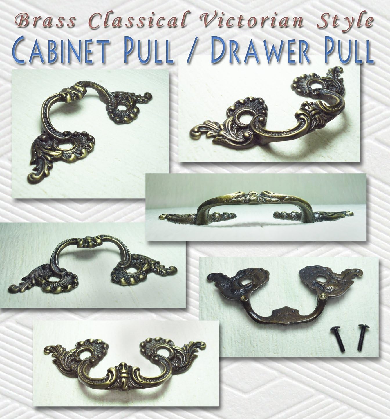 Brass Classical Victorian Style Cabinet Pull/Drawer Pull - Set of 5 ...