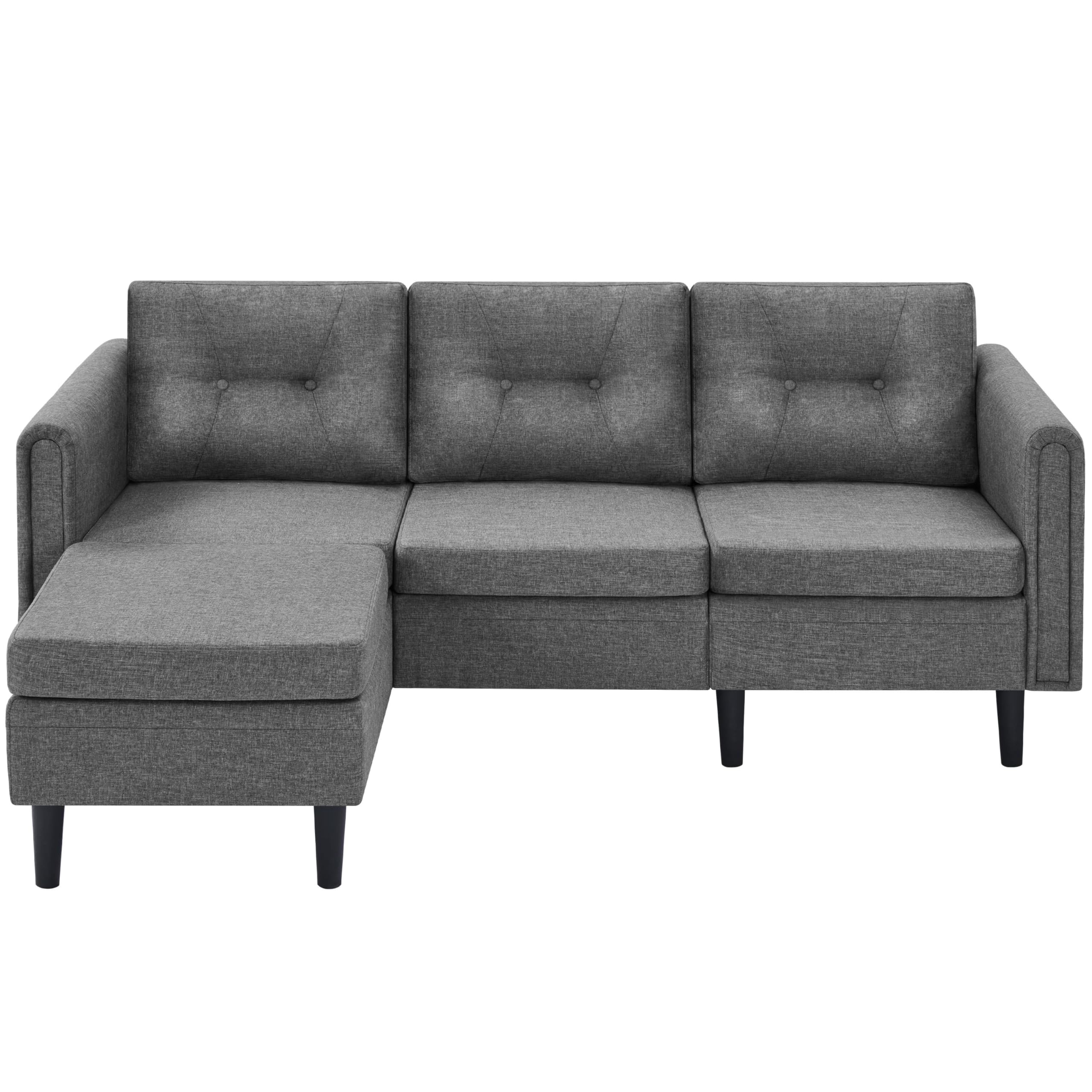 costoffs 3-Seater Sofa with Ottoman Footstool Versatile L-shaped Chaise ...