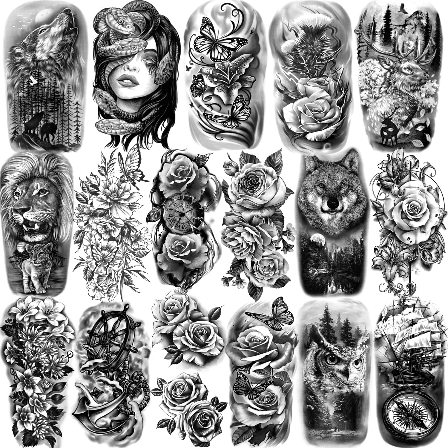 Amazon.com : 77 Sheets Temporary Tattoo for Men and Women, 17 Sheets ...