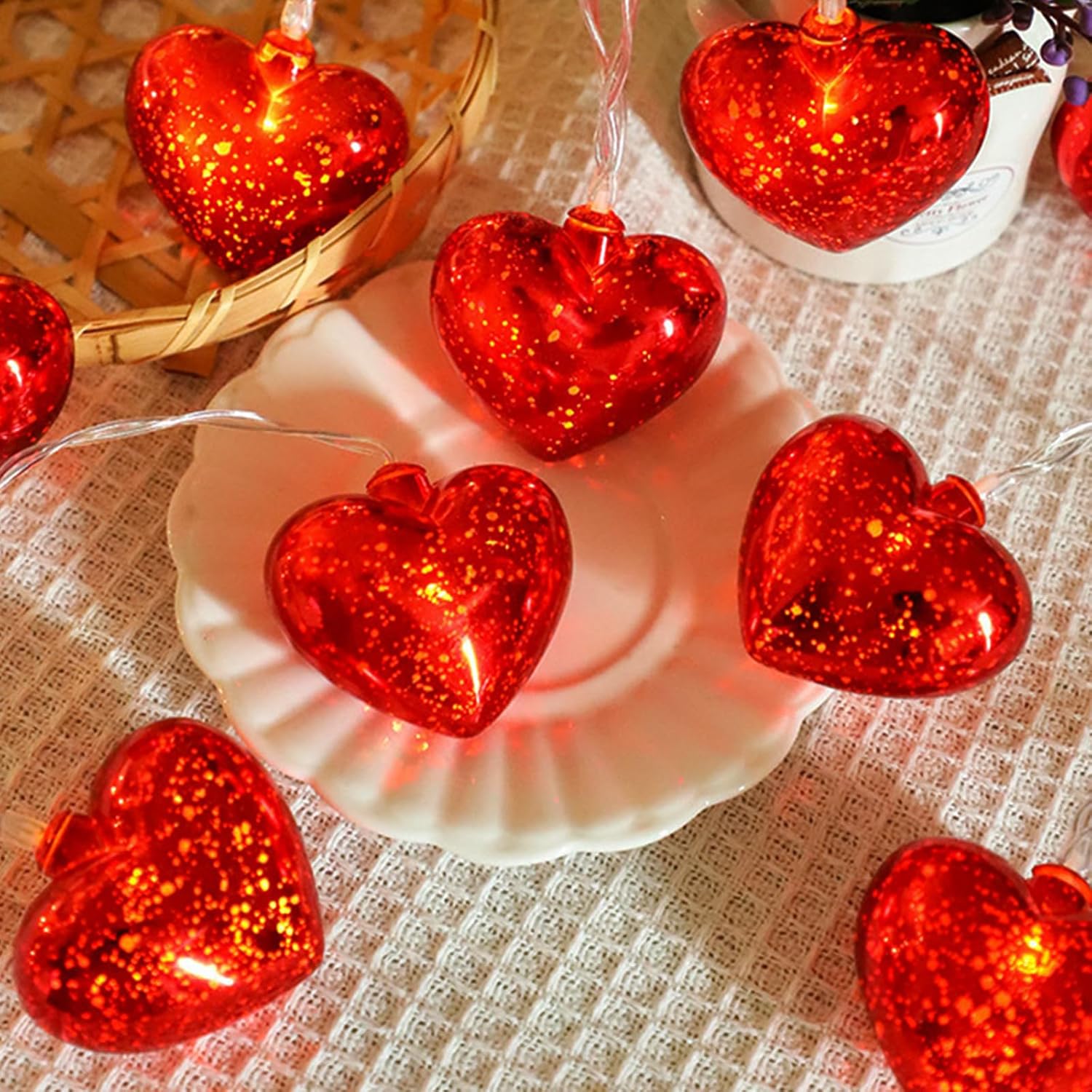 Wxuean Valentines Heart Decoration Lights, 6.8Ft Valentine String ...
