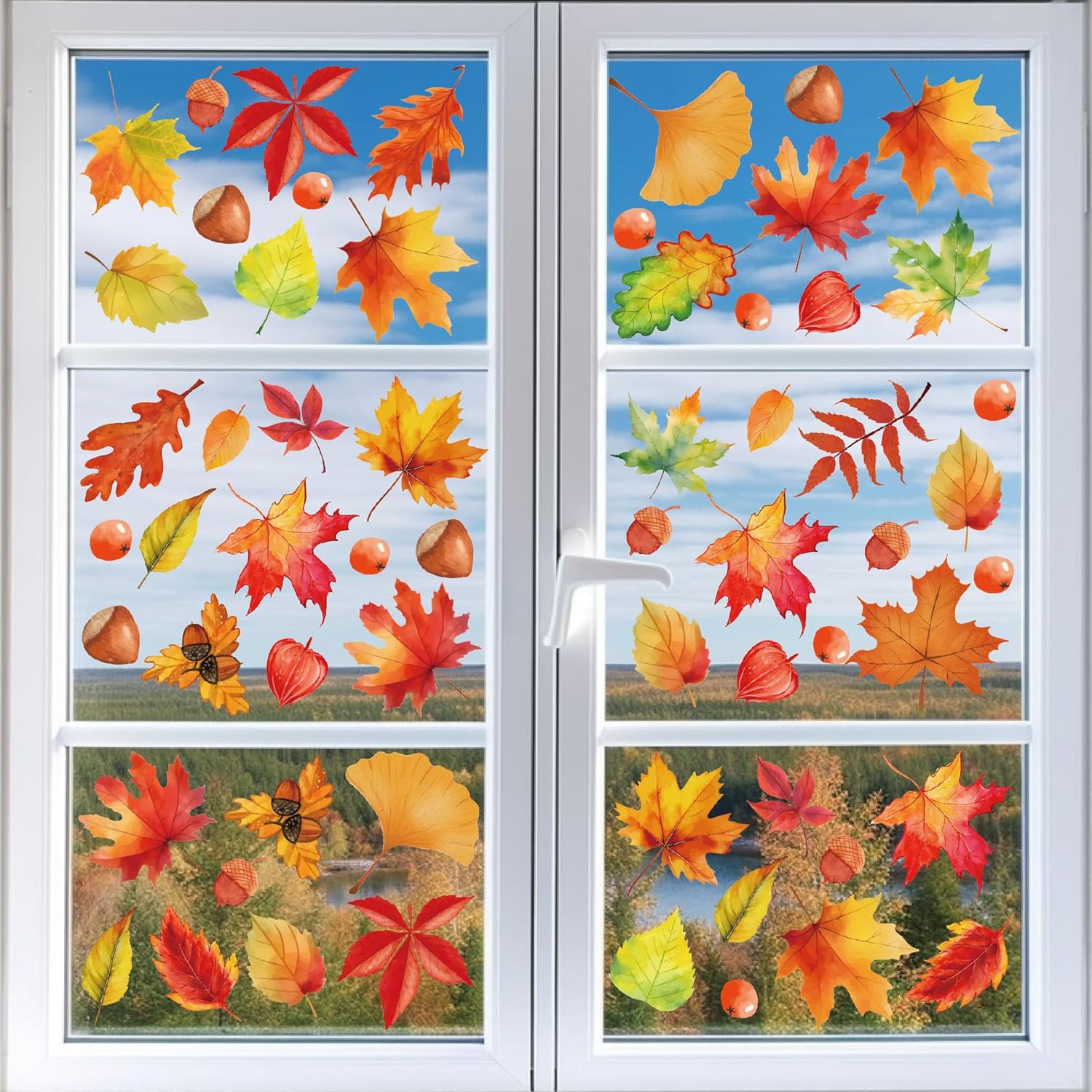 Amazon.com: Fall Window Clings, Maple Leaves Window Decals Stickers for ...