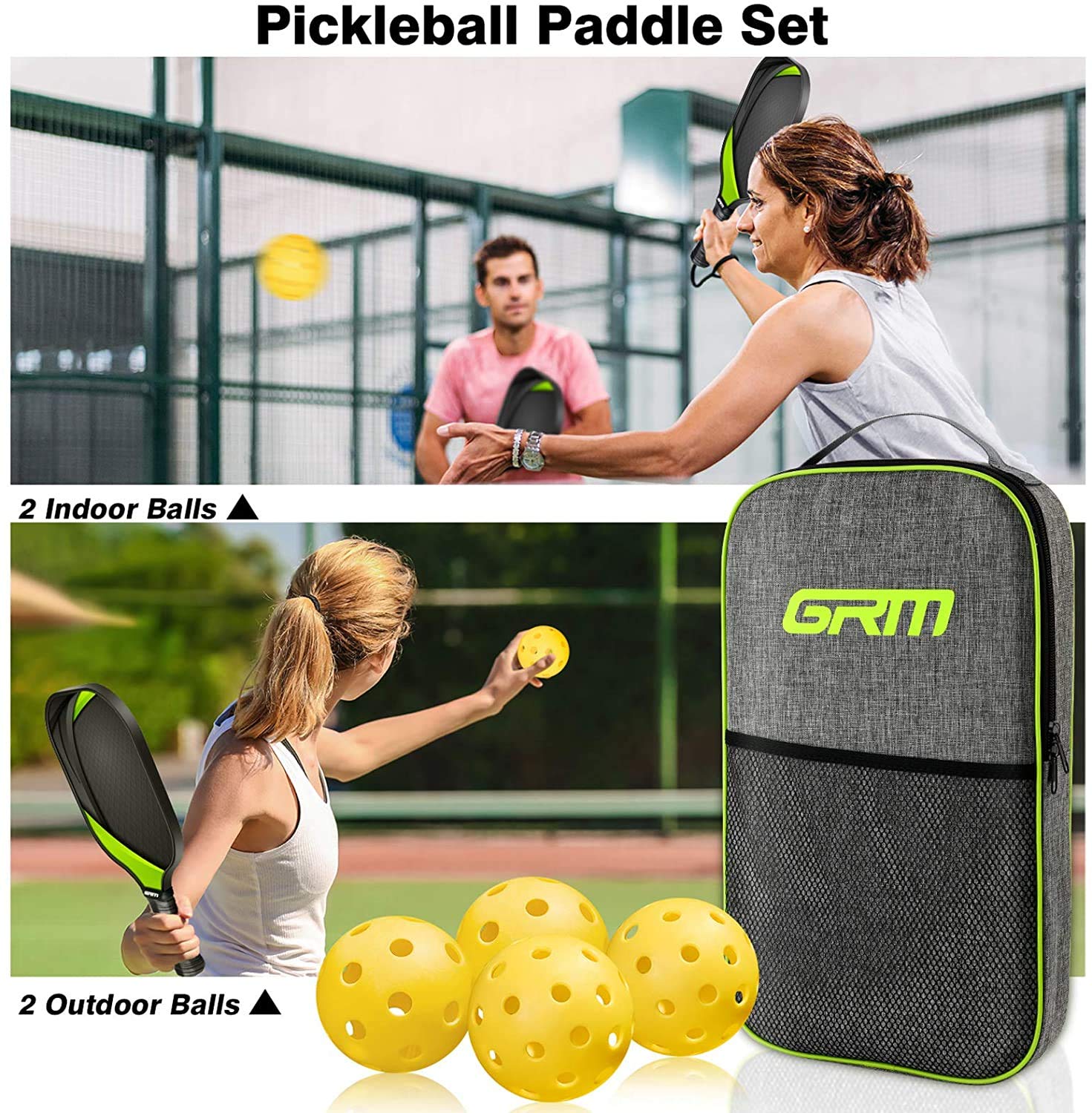 GRM by Gonex Pickleball Paddles, USAPA Graphite Pickleball Set of 2 ...