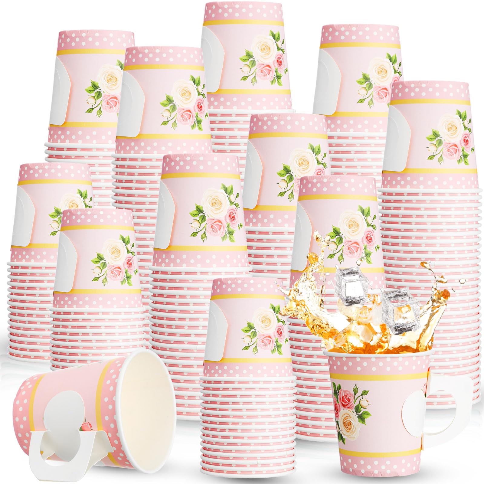 Amazon.com: Pinkunn 160 Pcs Floral Paper Tea Cups Tea Party Decorations ...