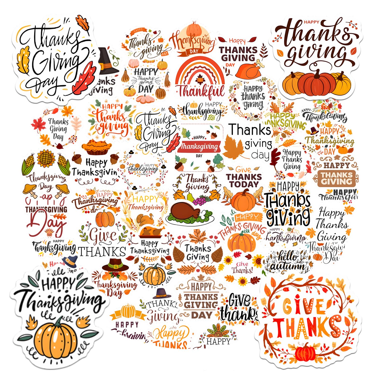 Amazon.com: 50pcs Cute Thanksgiving Day Stickers: Cartoon Turkey ...