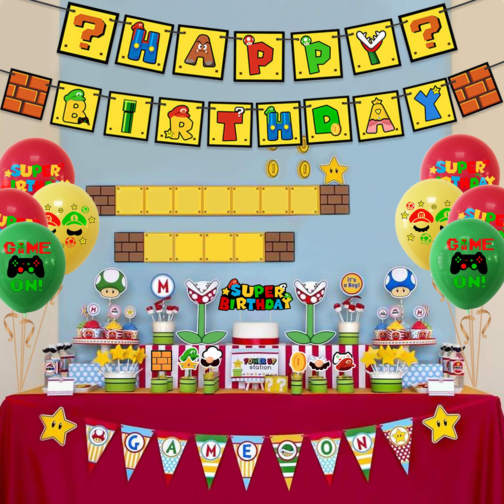 Daohexi Super Mario Party Supplies Super Mario Happy Birthday Banner ...