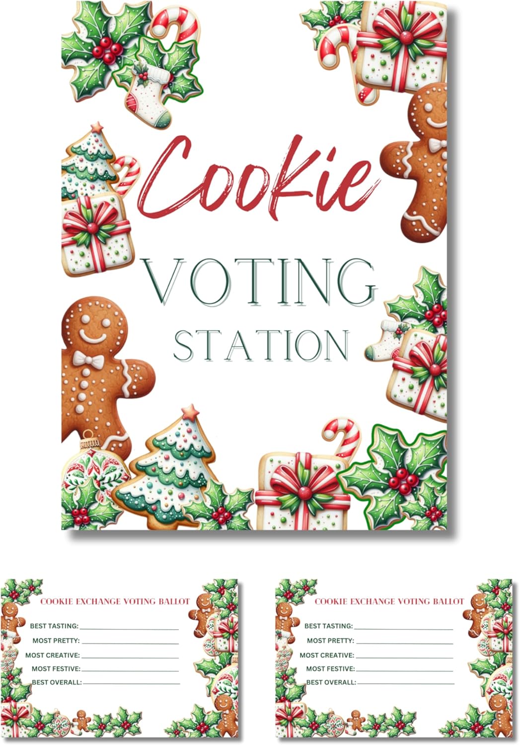 Amazon.com: Christmas Cookie Exchange Voting Station Sign – Self ...