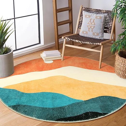 Amazon.com: Sungea 6 ft Abstract Round Rugs for Bedroom, Washable Non ...