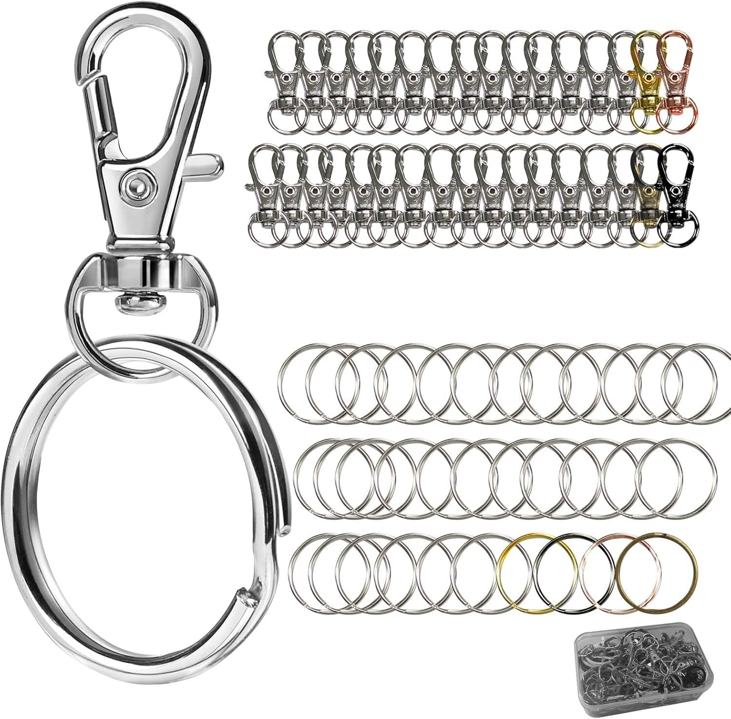 Amazon.com: KAIRSORY Keychain, 68PCS Swivel Snap Hooks with Key Rings ...