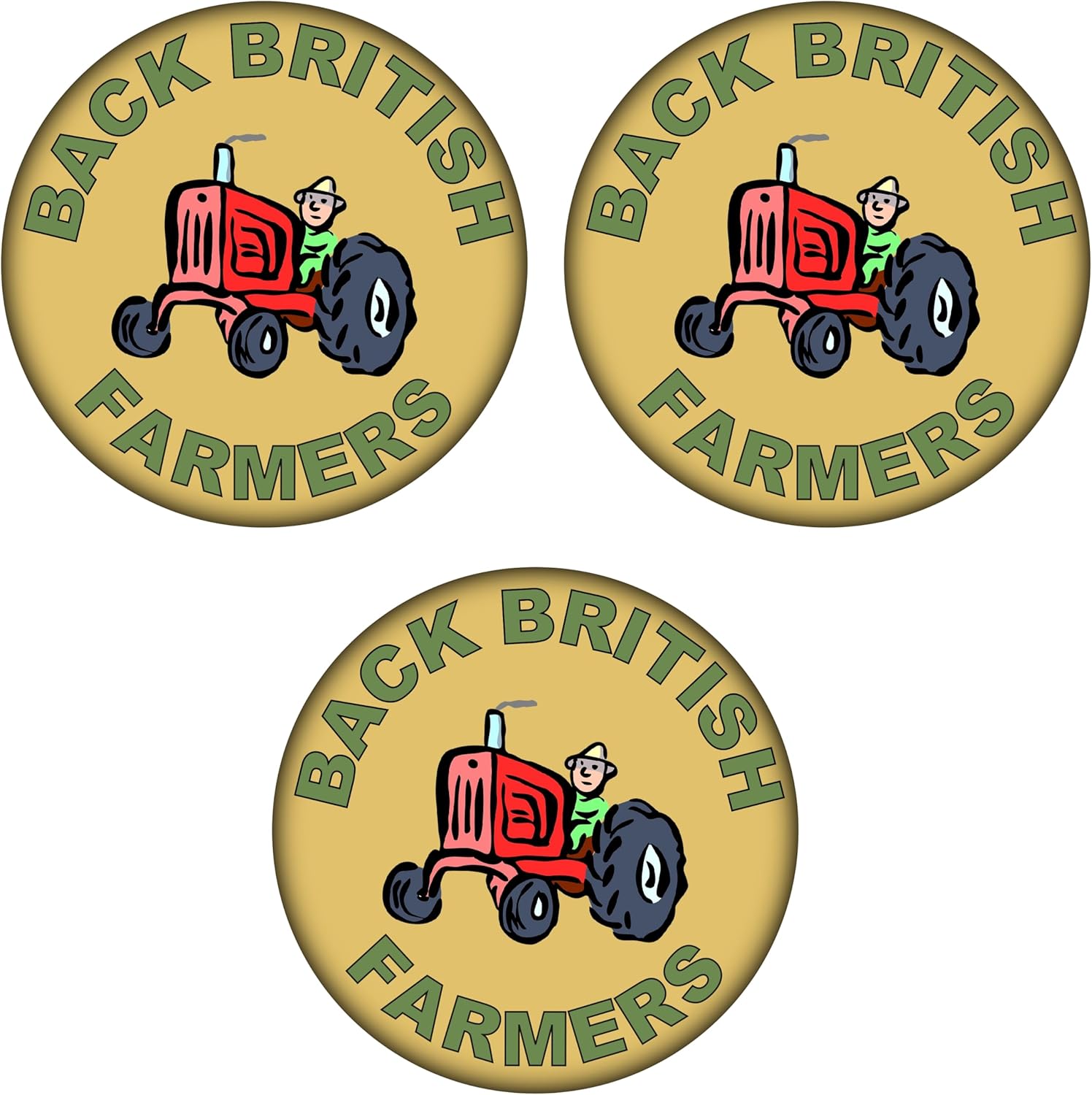 3 PACK - Back British Farmers - 59mm Badge/Badges : Amazon.co.uk: Fashion