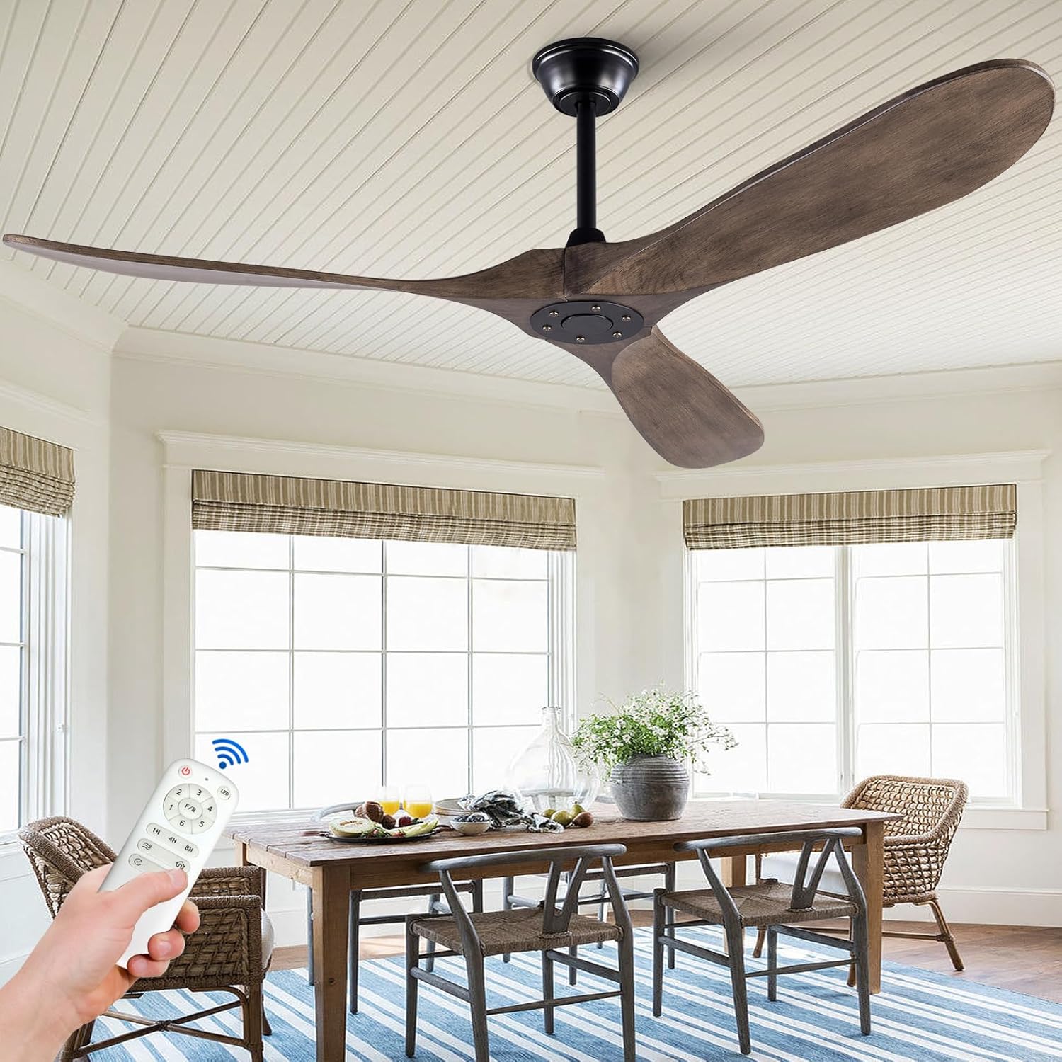 Amazon.com: KBZZ 60 Inch Ceiling Fan No Light, Solid Wood Ceiling Fan ...