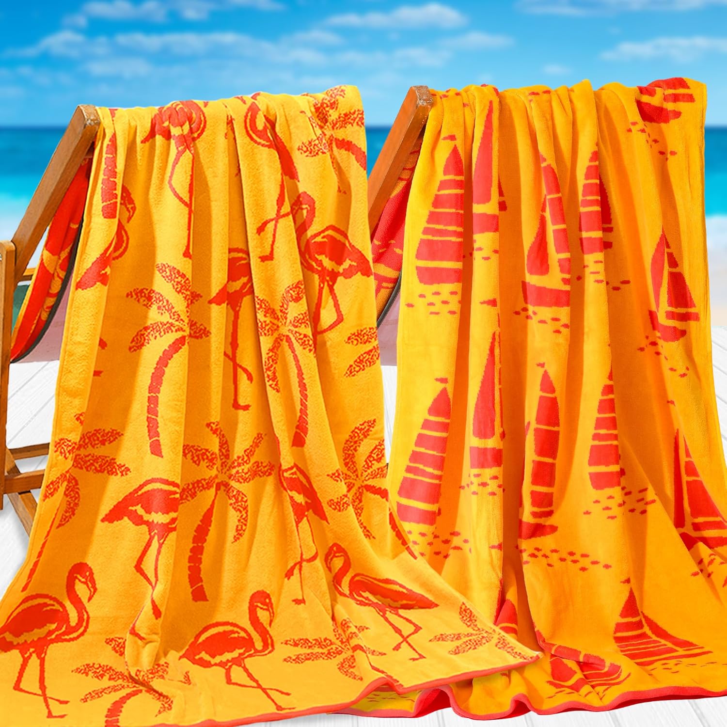 Amazon.com: VOOVA & MOVAS 2PC Large Thick Cotton Beach Towels - 40"X75 ...