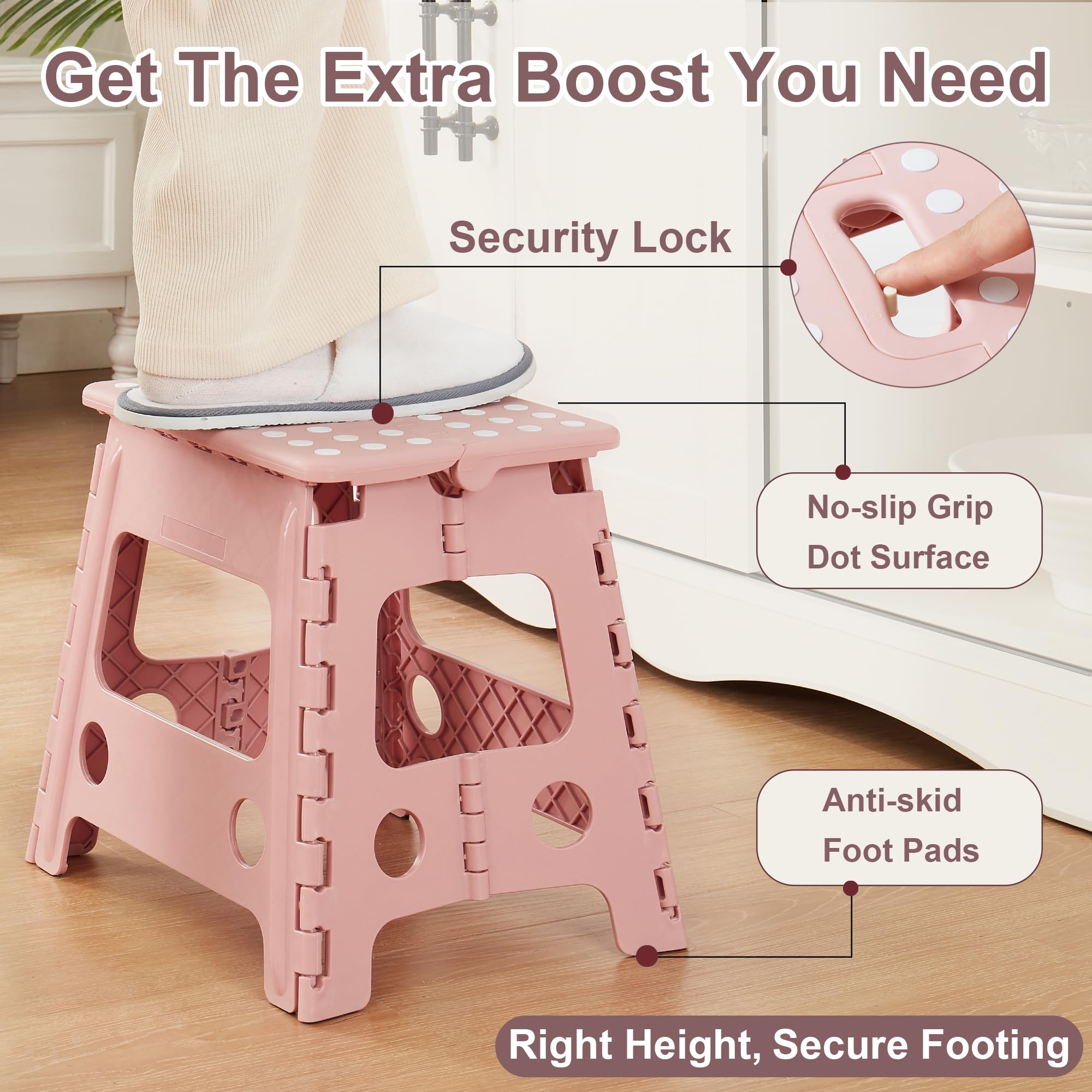 VECELO Folding Step Stool 13 Inch, Non-Slip Surface Portabl Foldable 1 ...