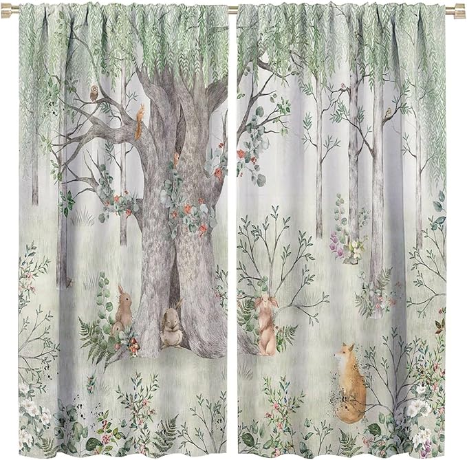 Amazon.com: GoDazzling Retro Rustic Forest Animals Blackout Window ...
