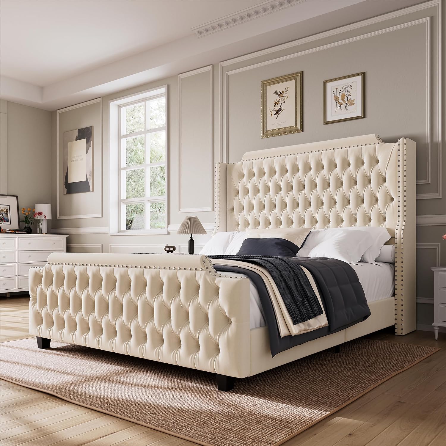Amazon.com: HOSTACK Queen Size Platform Bed Frame with 54" Tall ...